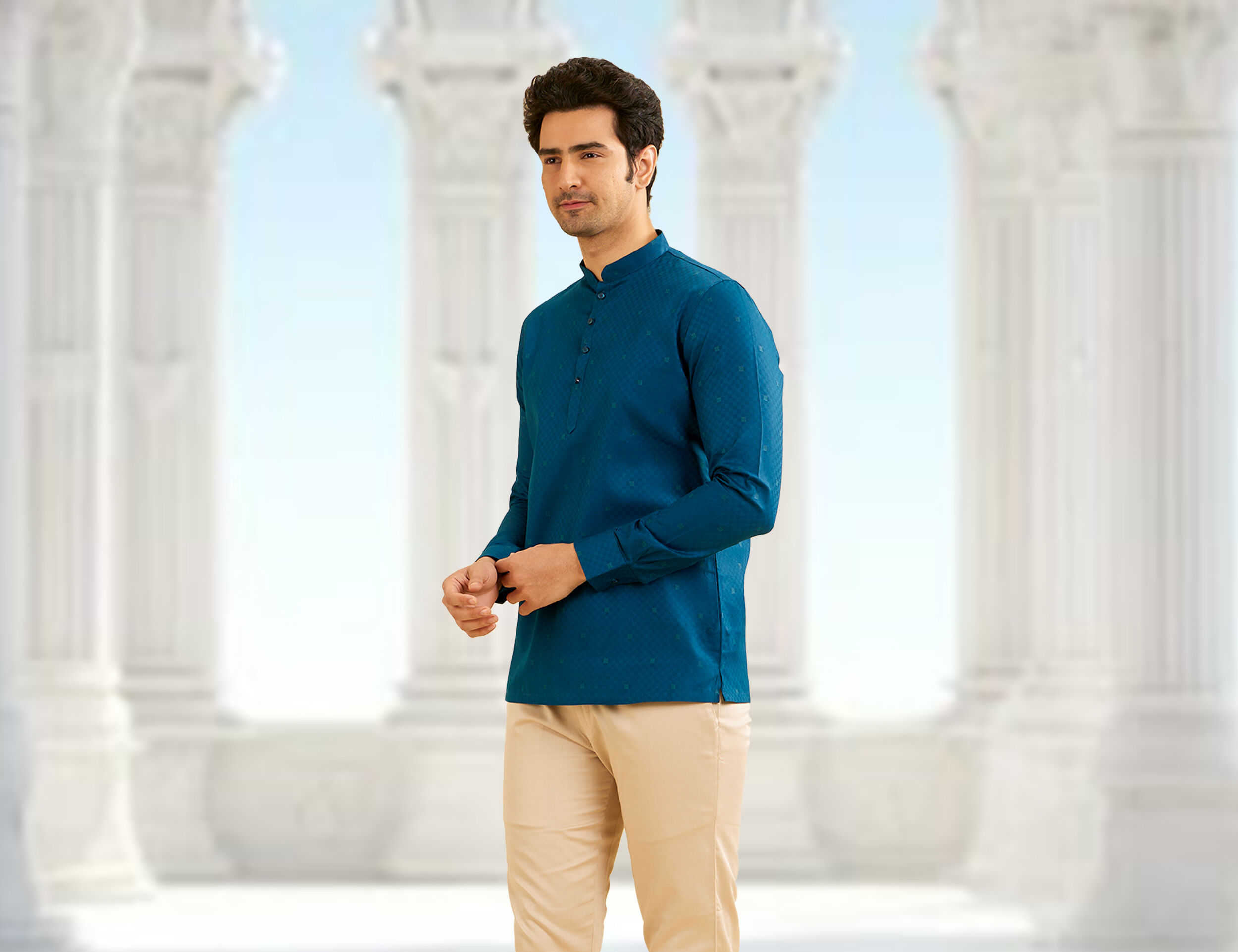 Learn How to Style Blue Short Kurta For Men This Wedding Season
