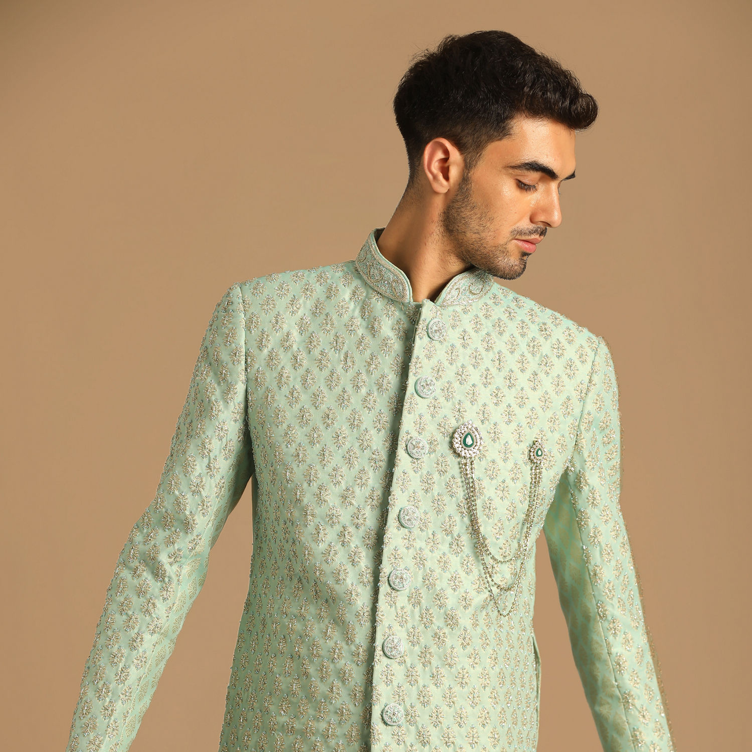 Buy Opal Green Sherwani Online in the USA @Manyavar - Sherwani for Men