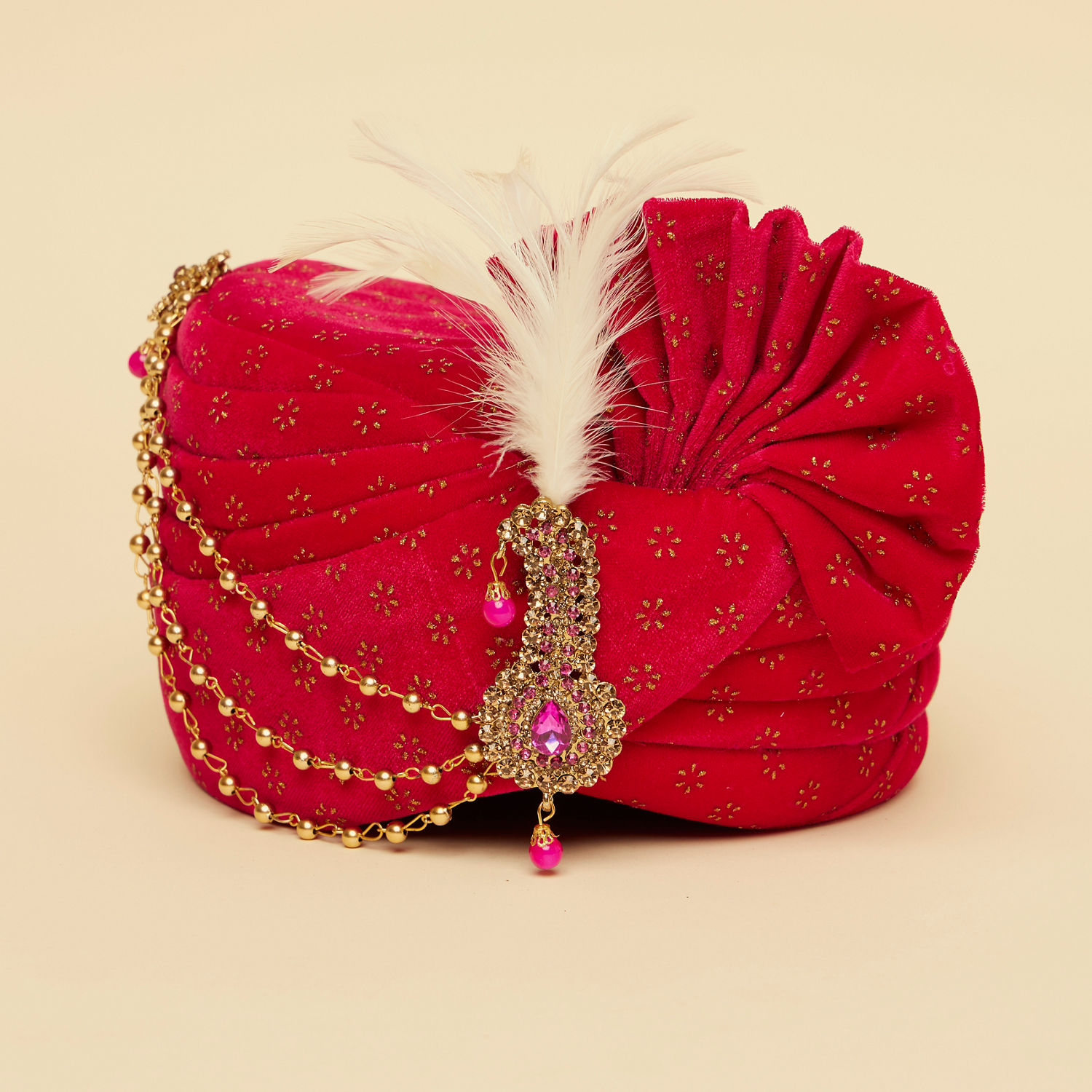 Buy Cherry Red Paisley Patterned Gold Embellished Safa Online in India ...