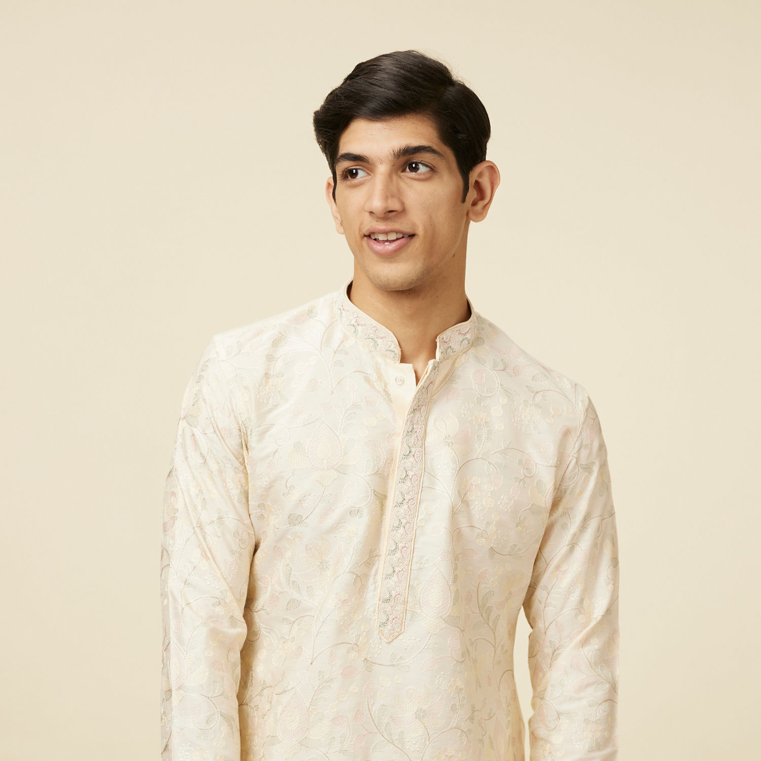 Buy Off White Celebration Wear Self Design Kurta Pajama Online in India ...
