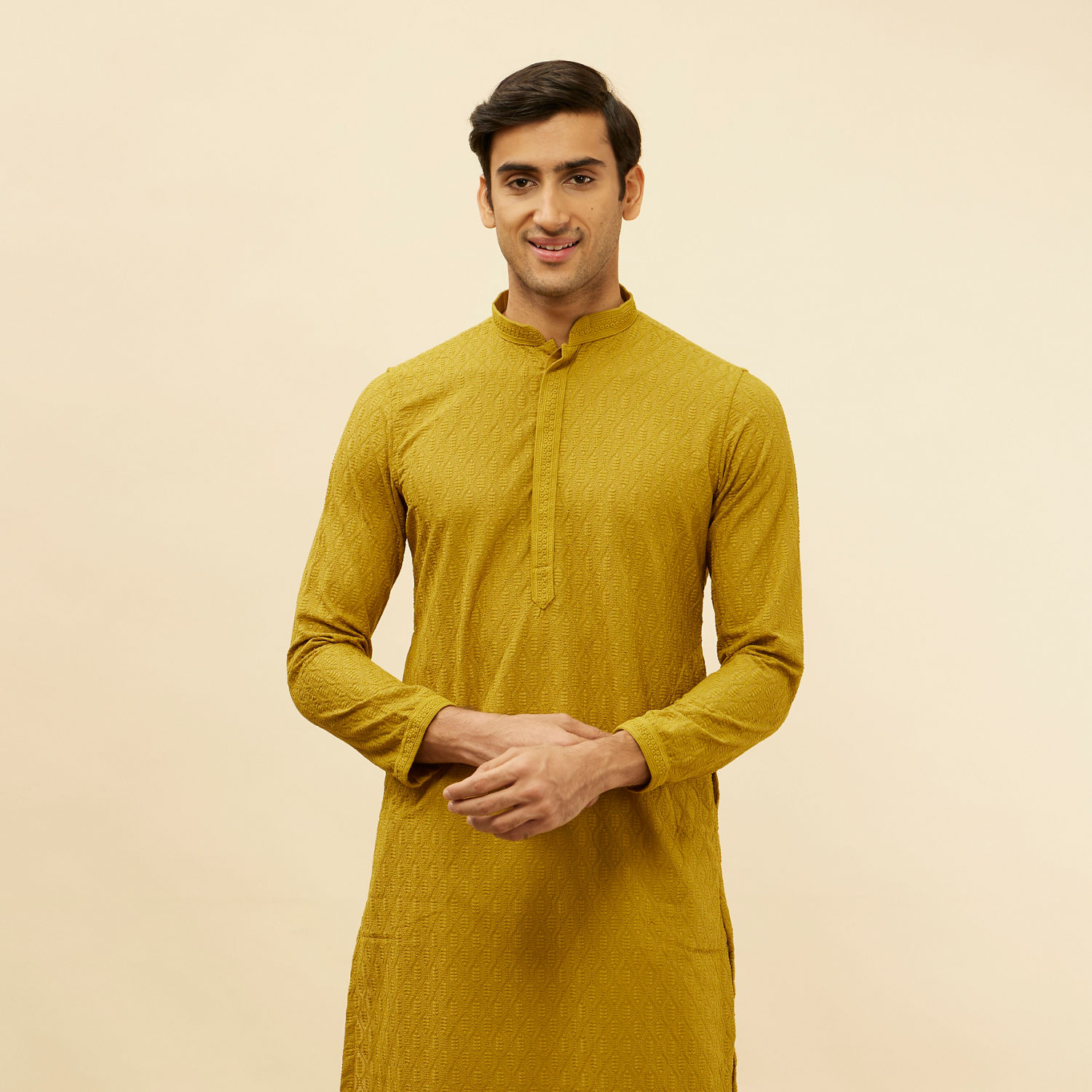 Buy Moss Green Chikankari Jaal Patterned Kurta Set Online in India ...