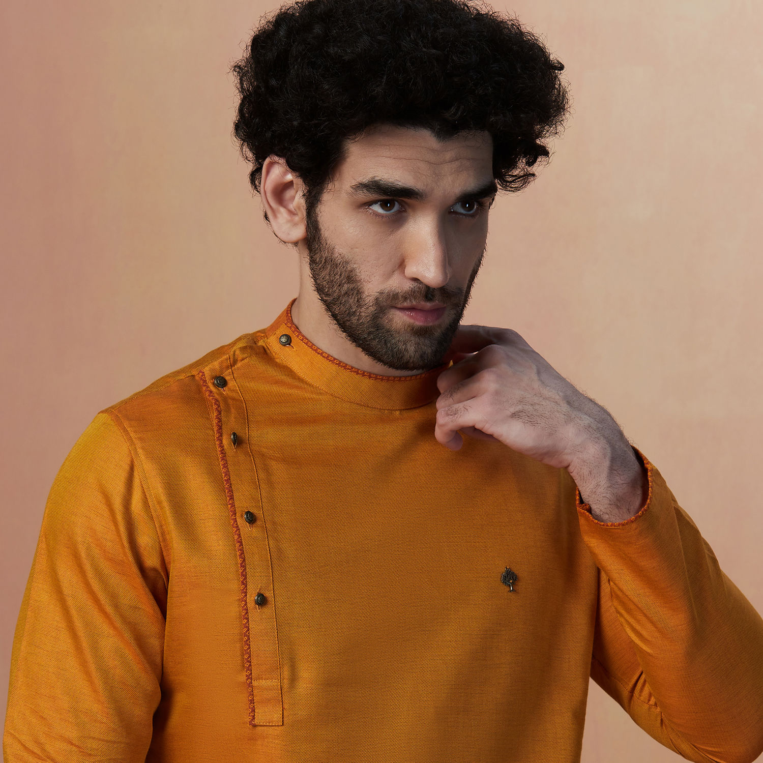 Kurta for Men - Buy Mustard Yellow Side Open Kurta Online @Manyavar