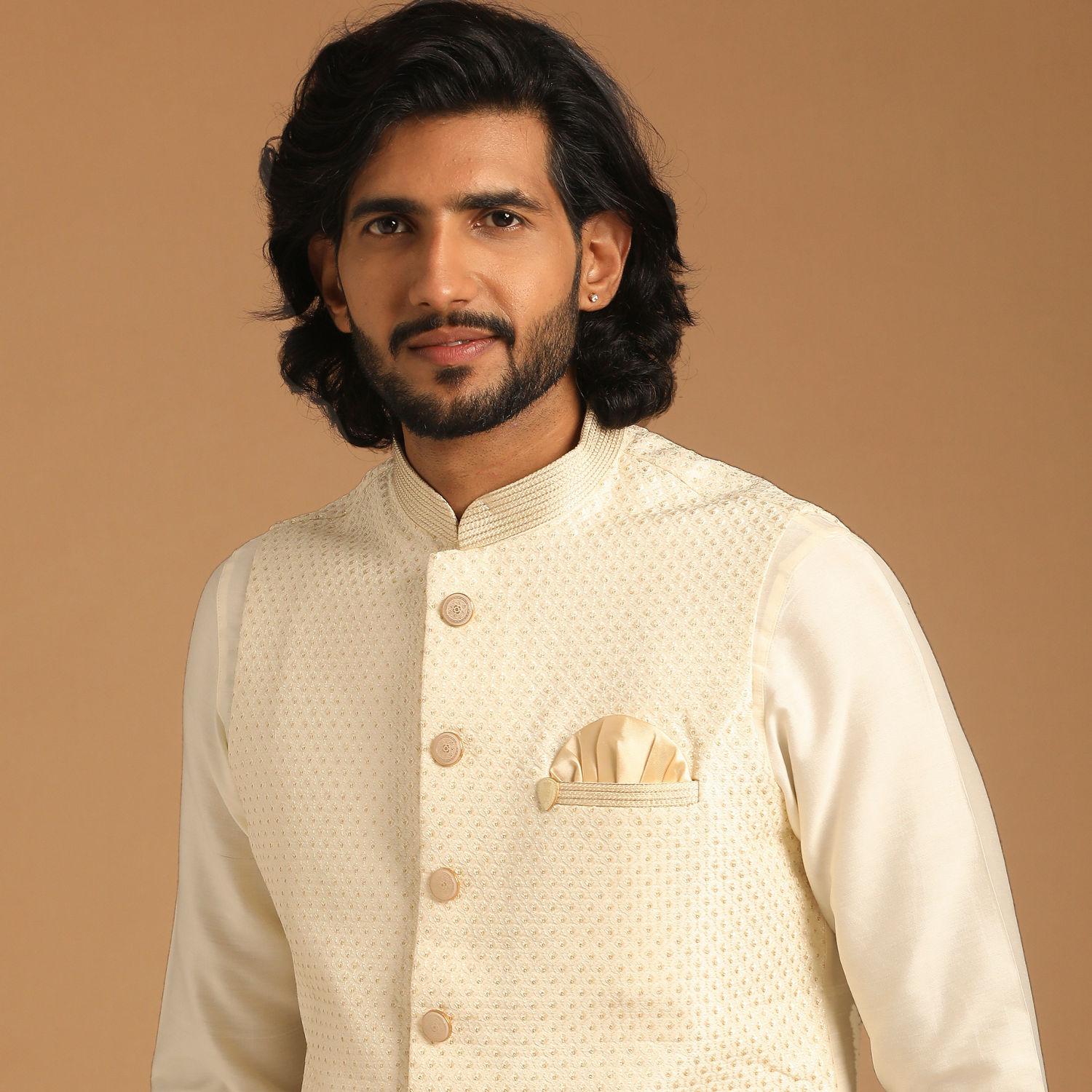 Buy Marvellous Cream Kurta Jacket Set Online in India @Manyavar - Kurta ...