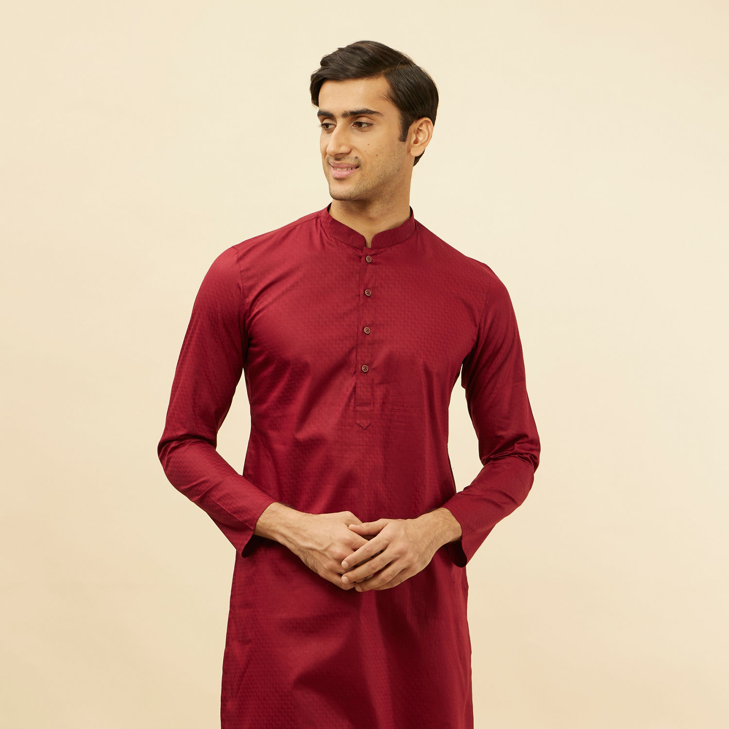 Buy Maroon Chevron Patterned Kurta Set Online in India @Manyavar ...