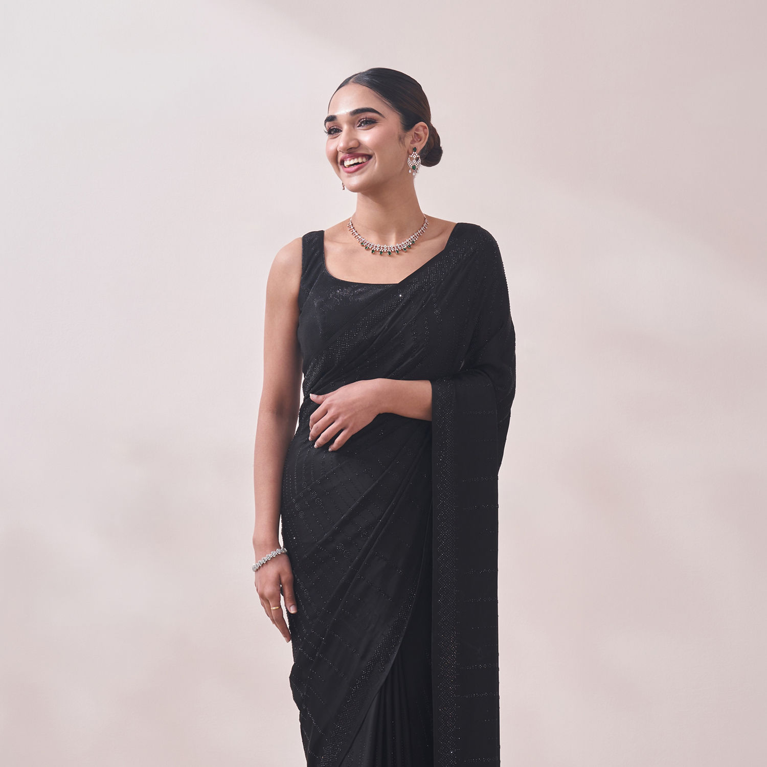 Saree for Women - Buy Black Self Design Saree Online @Mohey