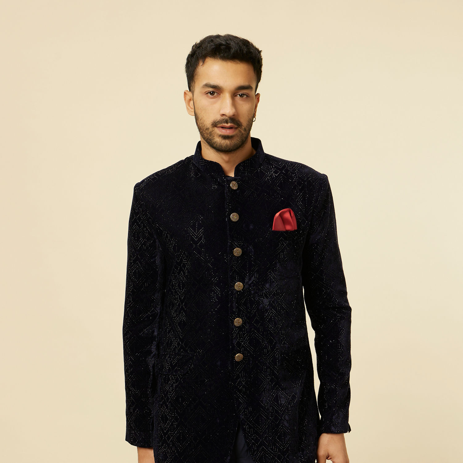 Buy Dark Blue Rhinestone Embellished Suit Online in the UK @Manyavar ...