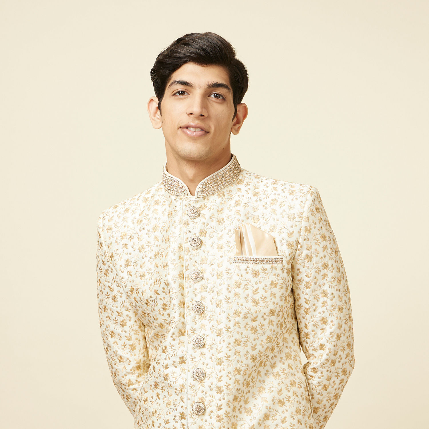 Sherwani for Men - Buy Princely Cream Sherwani Online @Manyavar