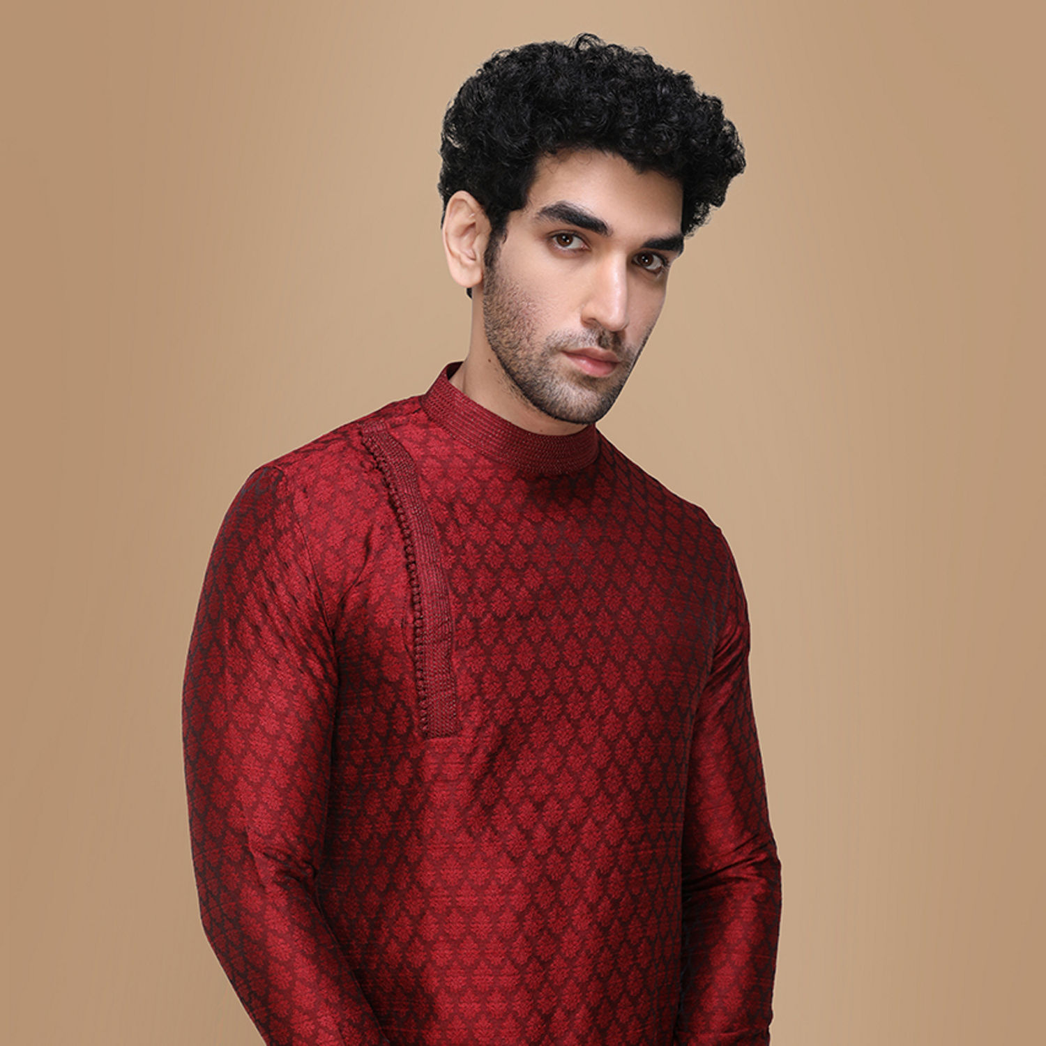 Kurta Pajama for Men - Buy Maroon Side Open Kurta Set Online @Manyavar