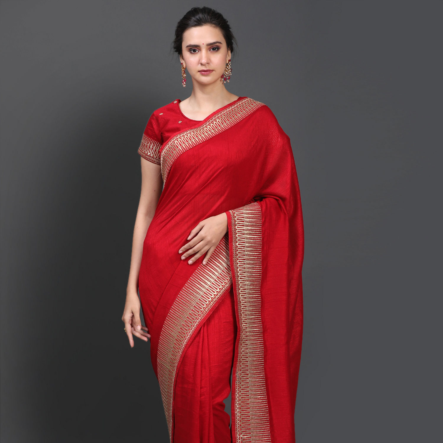Saree for Women - Buy Decadent Dark Red Saree Online @Mohey