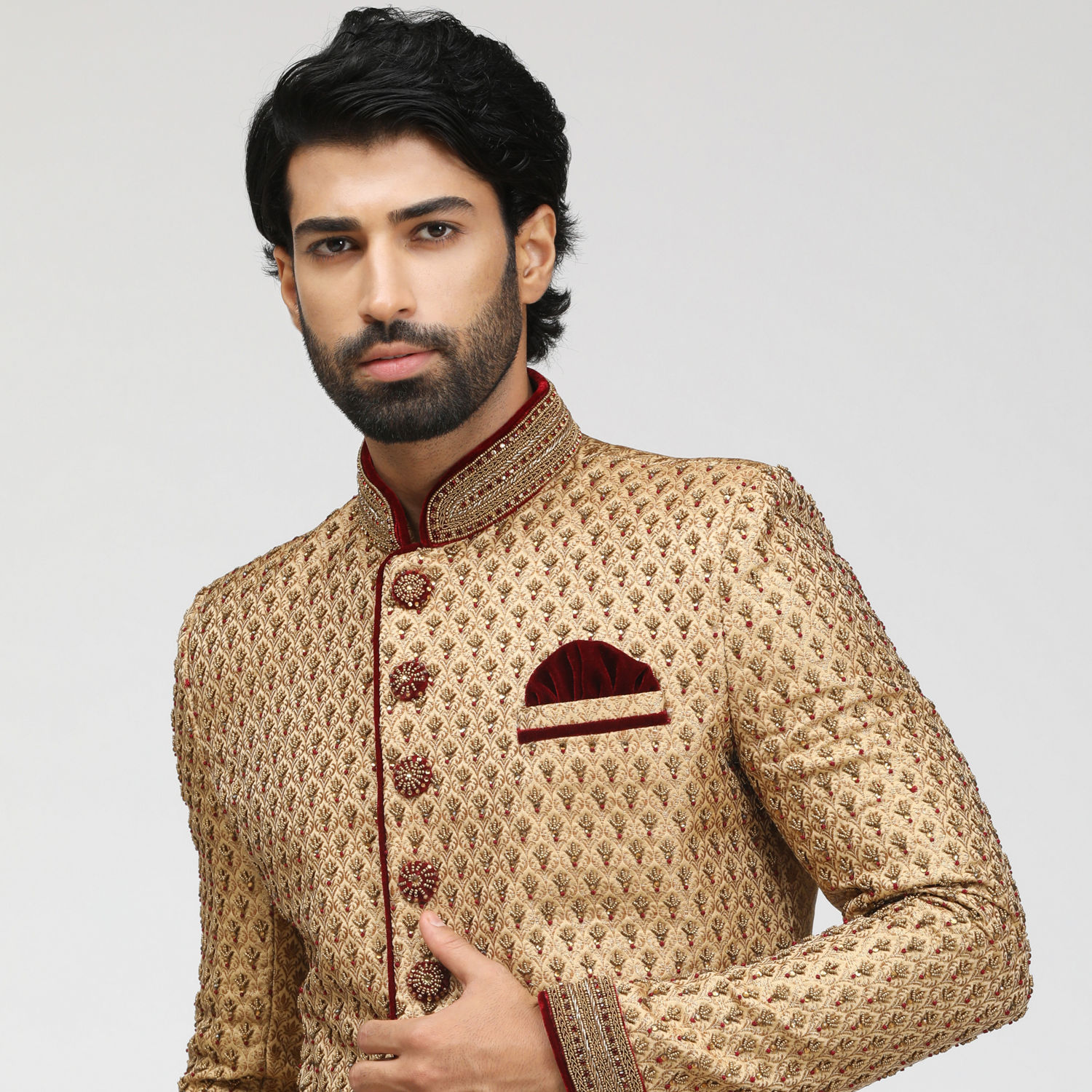 Sherwani for Men - Buy Elegant Fawn Celebration Wear Sherwani Online ...