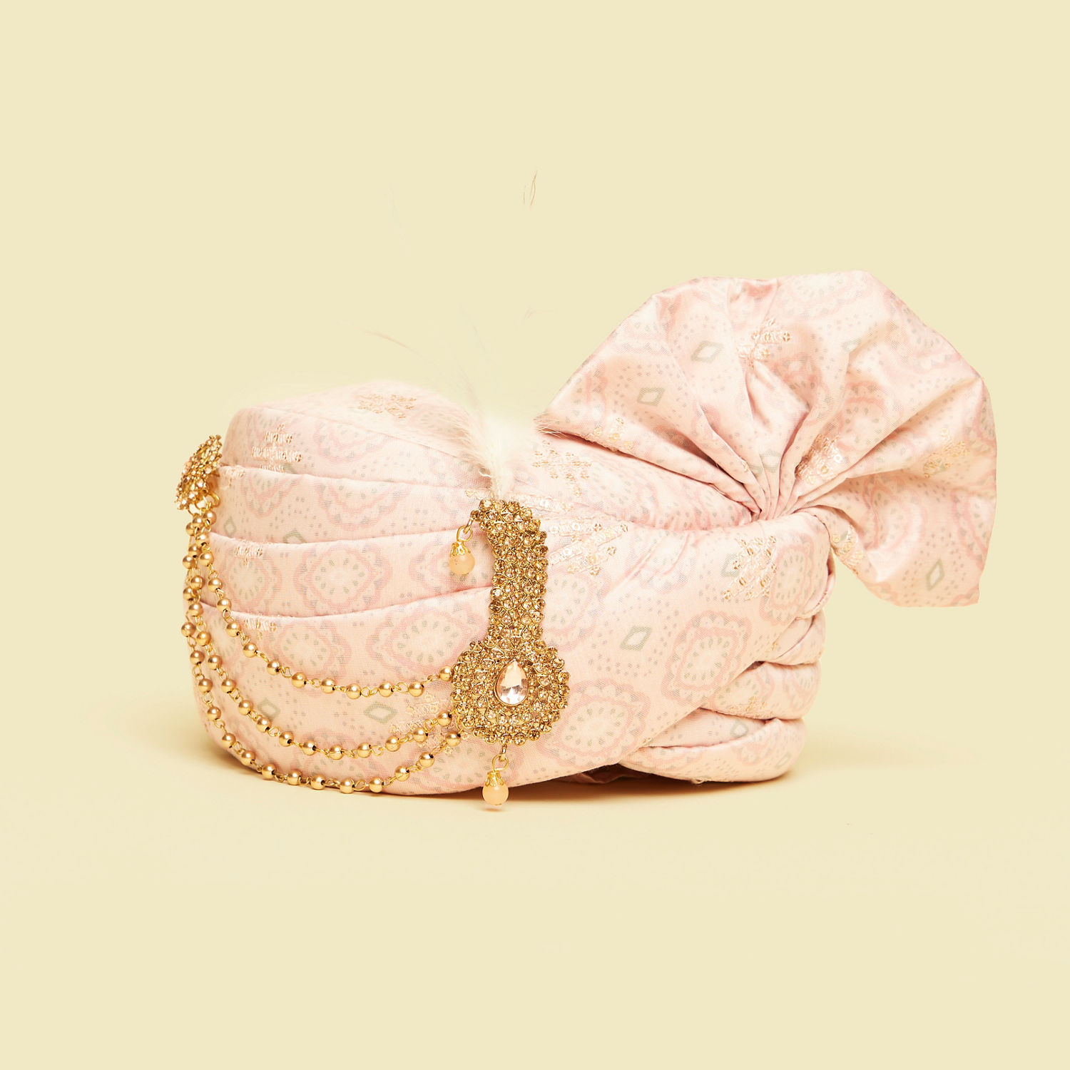 Buy Pink Safa with Embellished Paisley Brooch Online in the USA ...