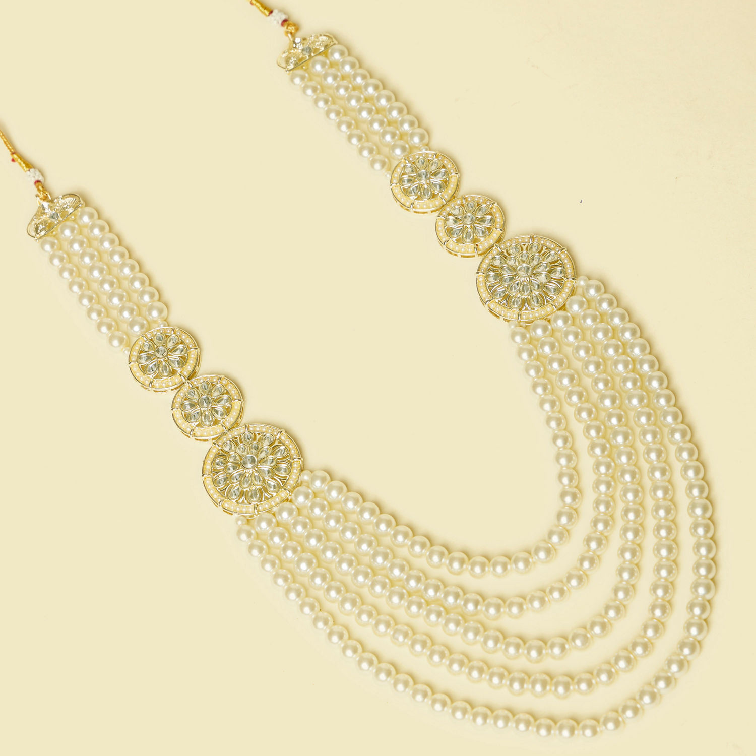Buy Pearl and Cream Stone Ornate Mala Online in the USA @Manyavar ...