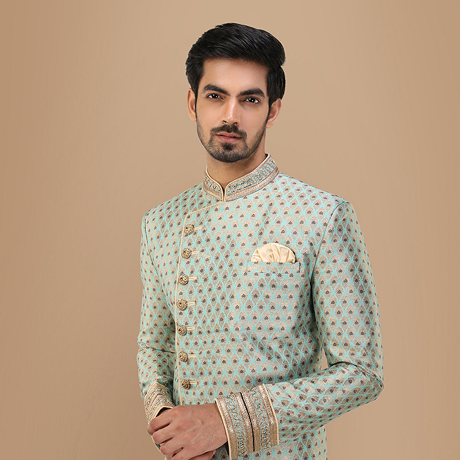 Buy Precious Green Indo Western Set Online in Canada @Manyavar - Indo ...