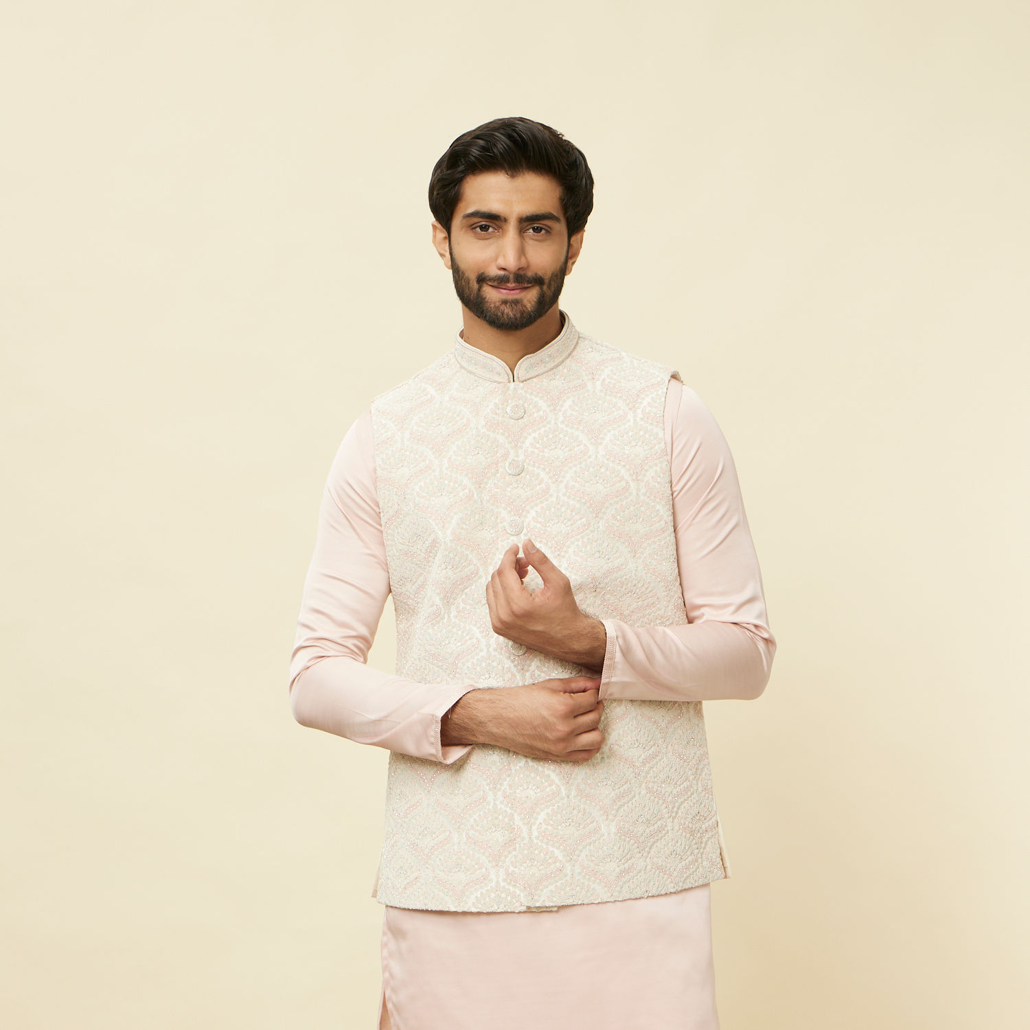 Buy Rosewater Pink Floral Patterned Jacket Online in India @Manyavar ...