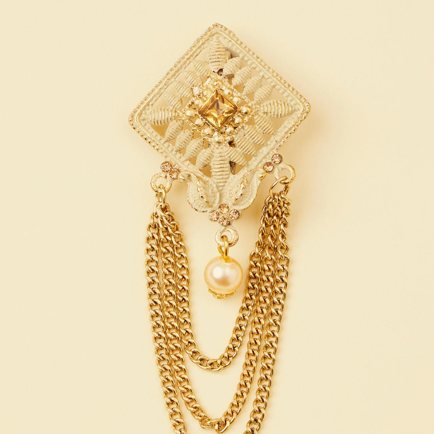 Buy Antique White Pearl Adorned Chain Brooch Online in the USA ...