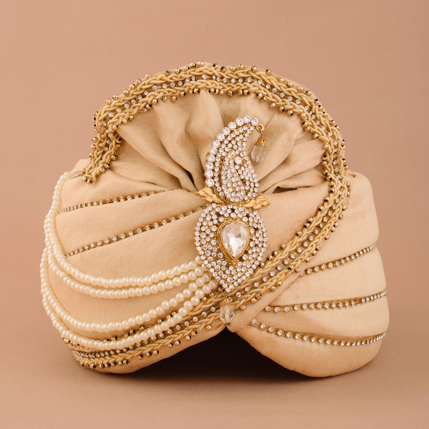 Buy Cloud Cream Safa with Embellished Paisley Brooch Online in India ...