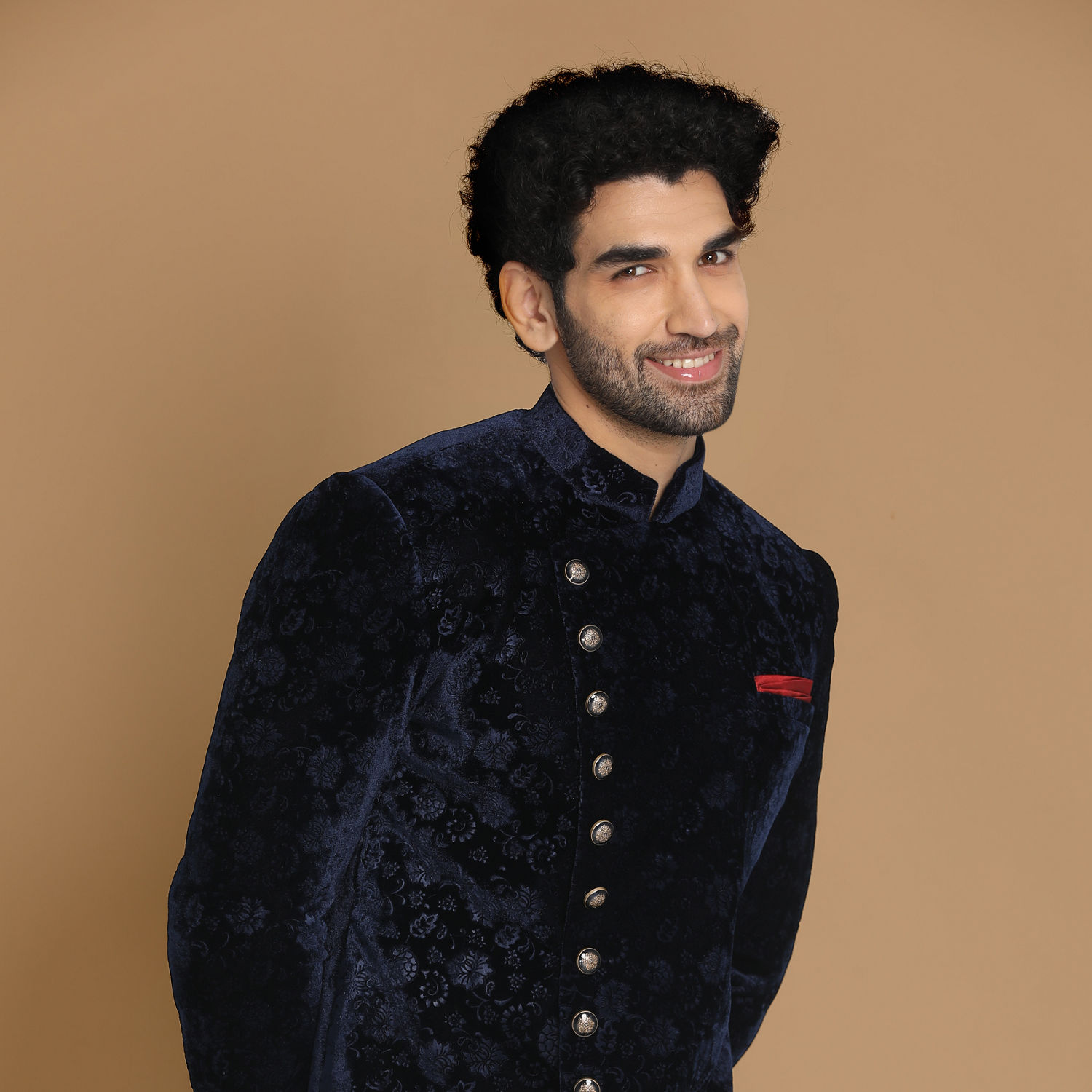 Indo Western for Men - Buy Fine Blue Velvet Indo Western Online @Manyavar