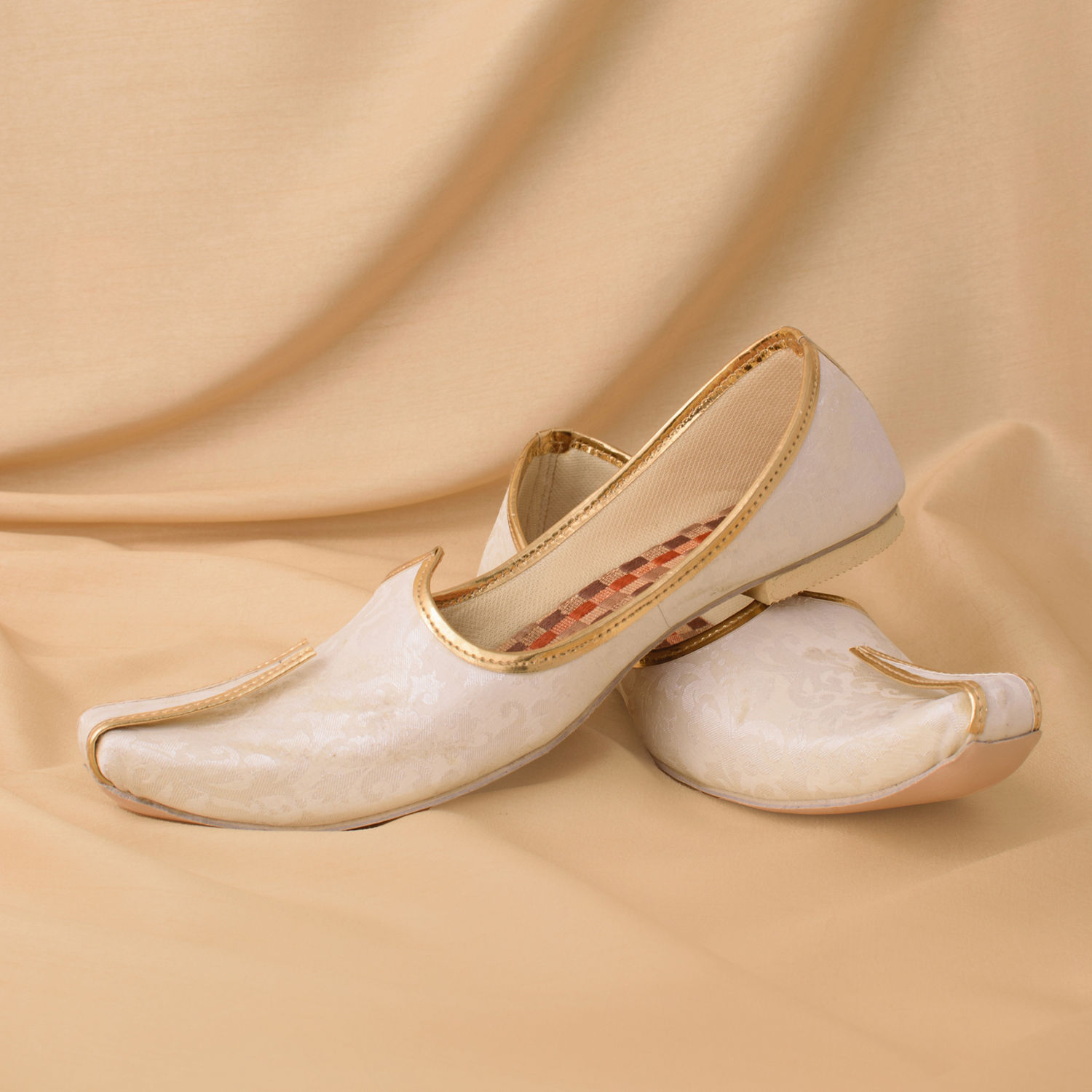 Buy Cream Traditional Bel Buti Patterned Juti Online in India @Manyavar ...