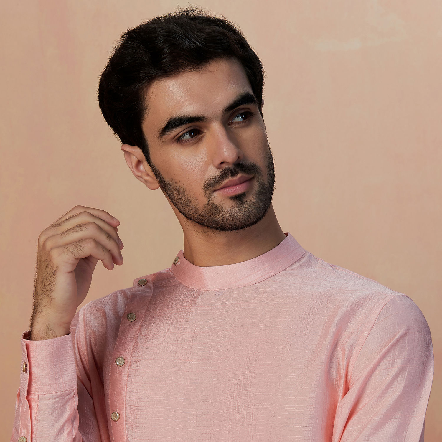 Kurta Pajama for Men - Buy Pink Solid Side Open Kurta Pajama Online ...