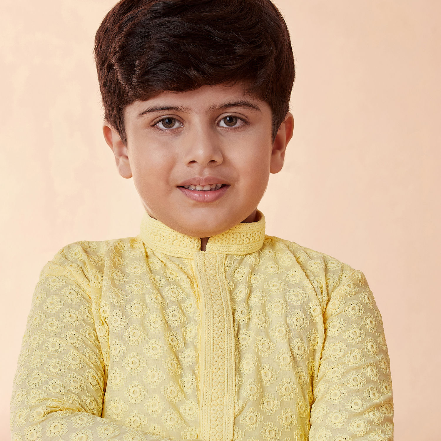 Kurta Pajama for Boys - Buy Boys Light Yellow Chikan Kurta Set Online ...