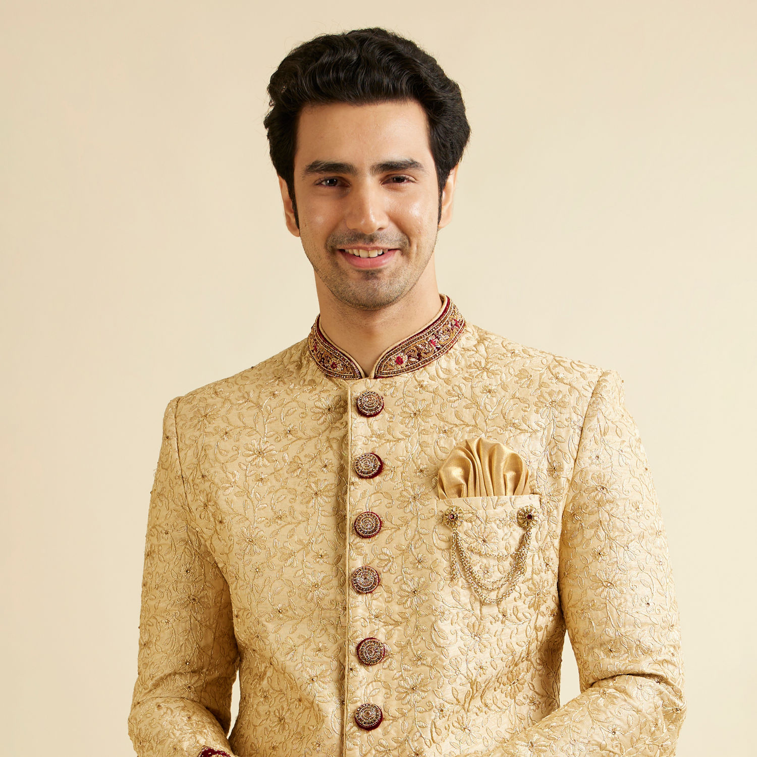 Sherwani for Men - Buy Aristocratic Fawn Color Sherwani Suit Online ...
