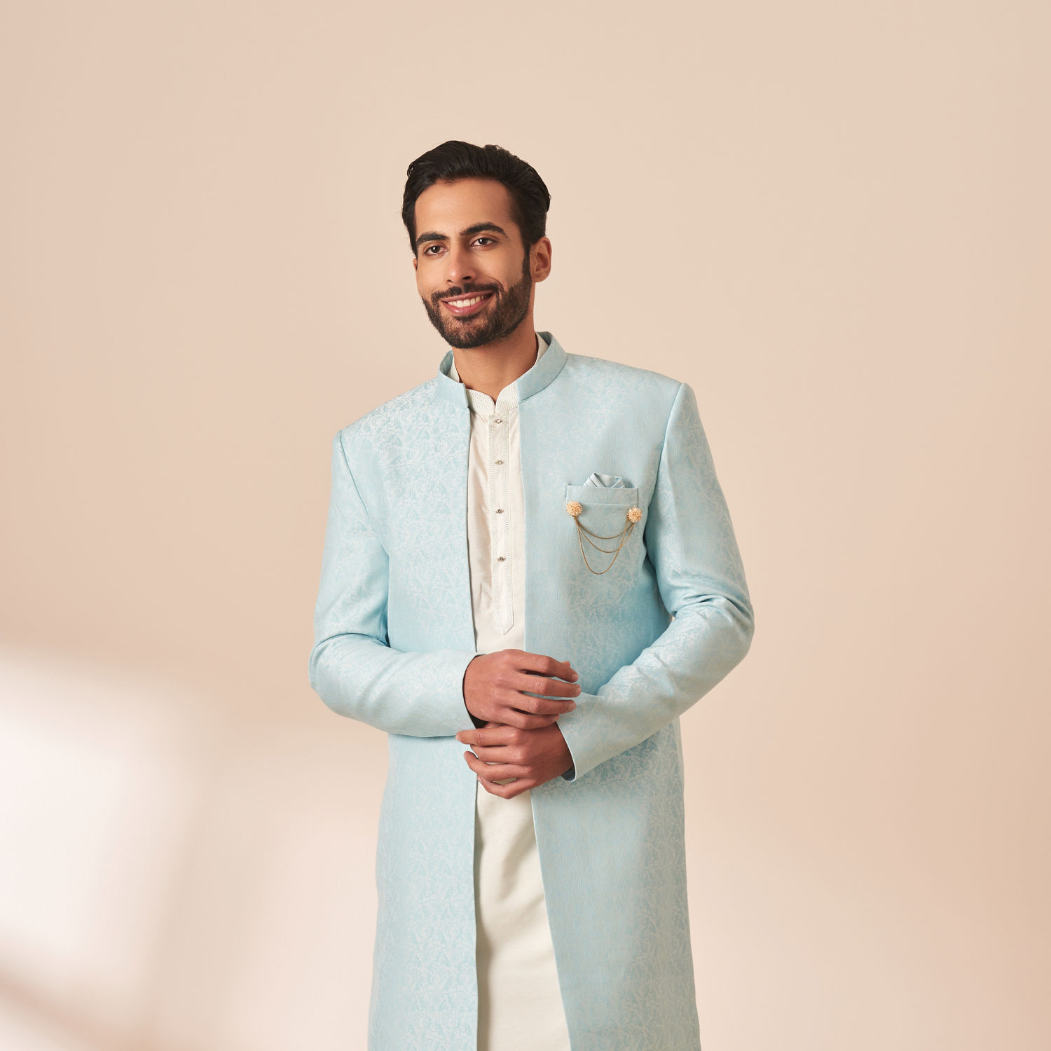 Indo Western for Men - Buy Pastel Blue Jacket Style Indo Western Online ...