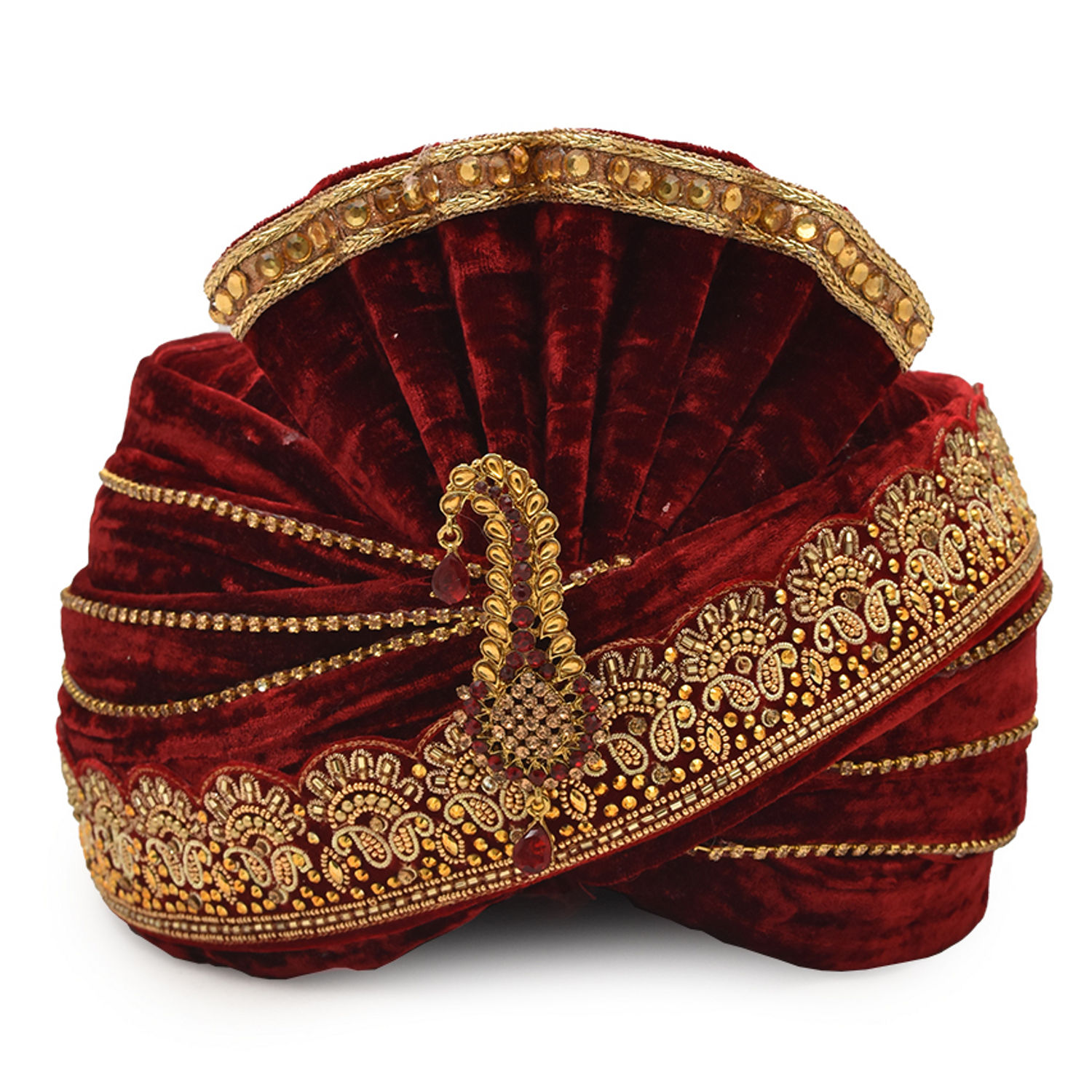 Safa for Men - Buy Traditional Maroon Safa With Stone Studded Broach ...