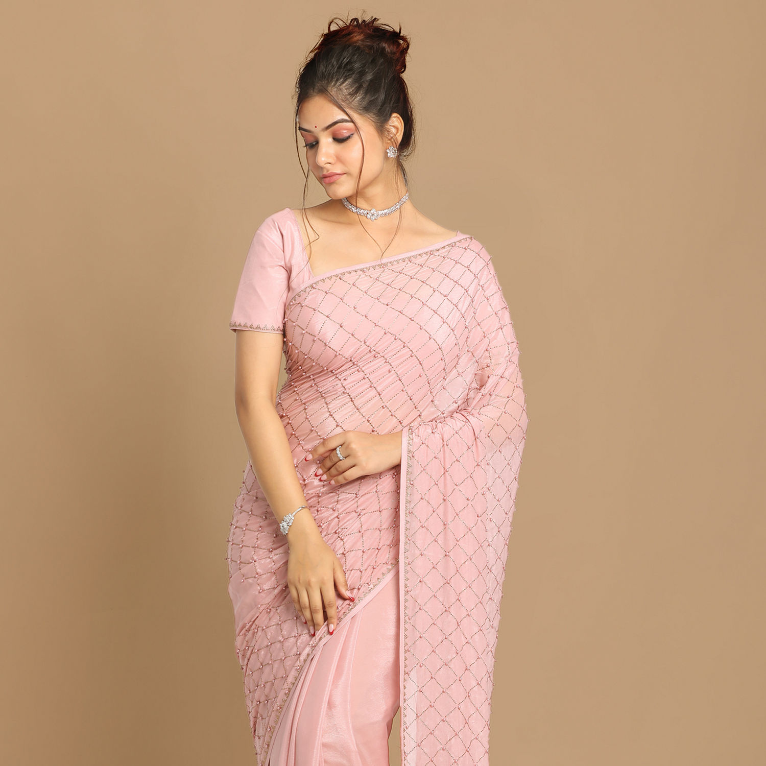 Buy Princessy Pink Saree Online in India @Mohey - Saree for Women