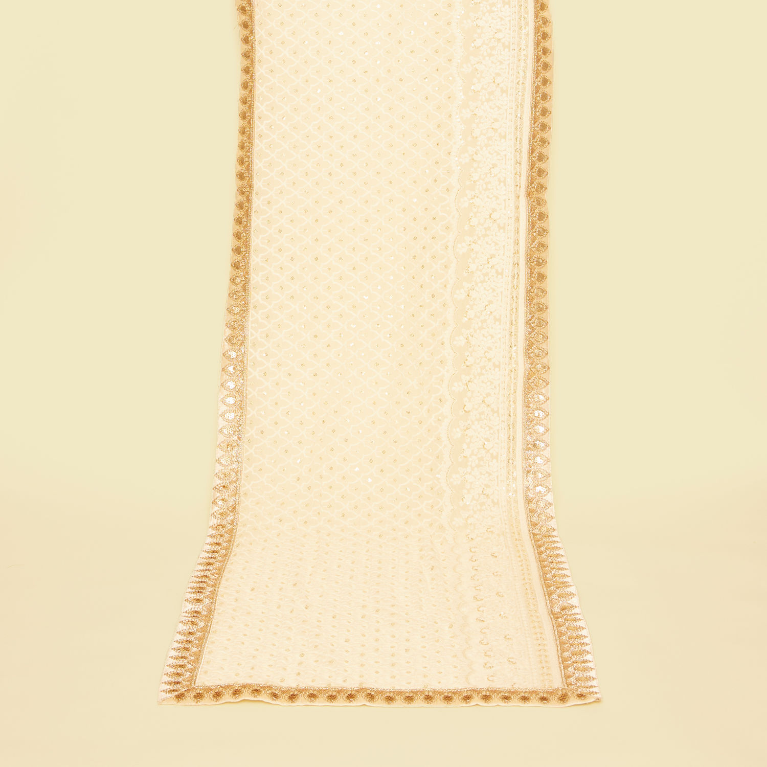 Buy Warm White Self Patterned Sequined Stole Online in India @Manyavar ...