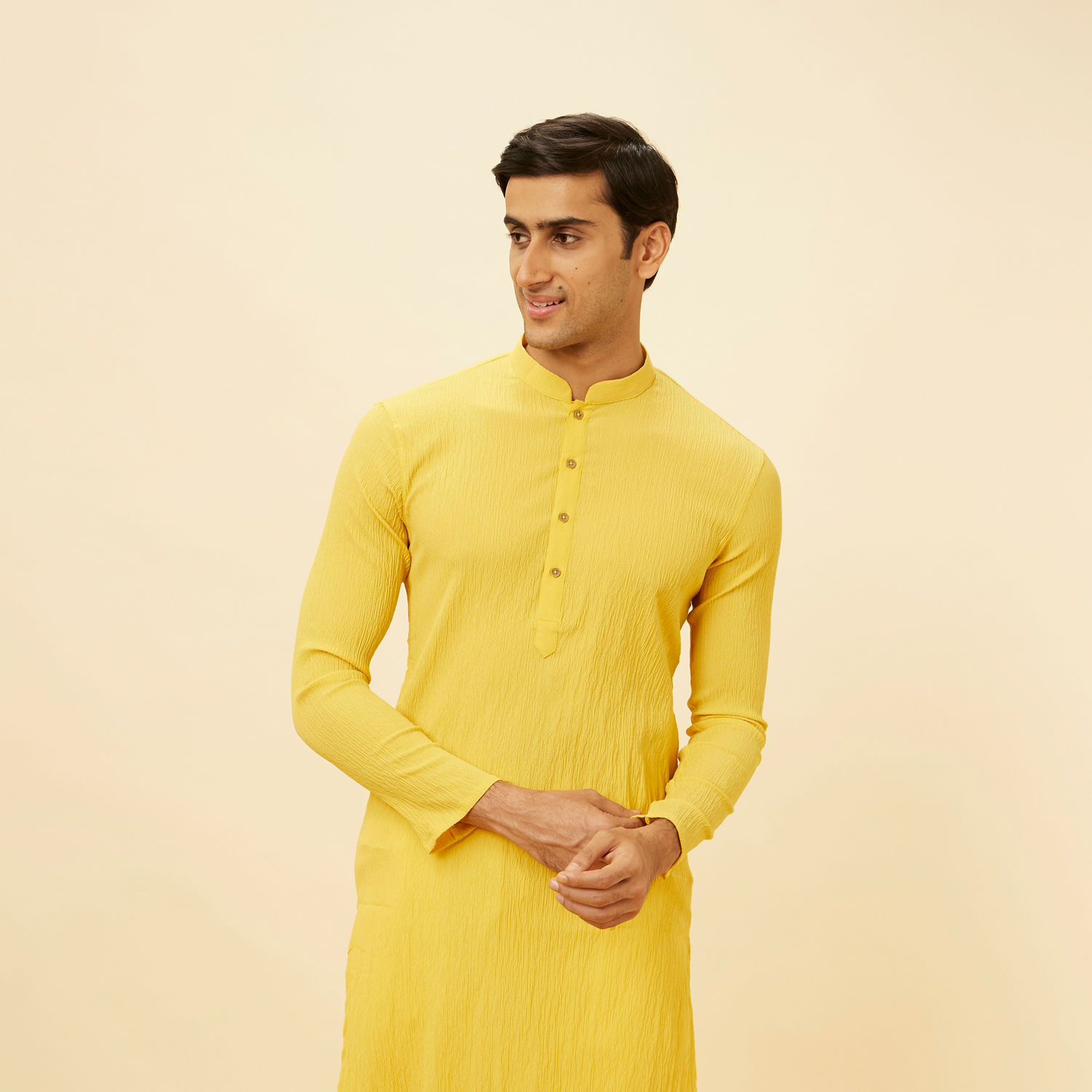 Buy Lemon Yellow Classic Kurta Set Online in India @Manyavar - Kurta ...