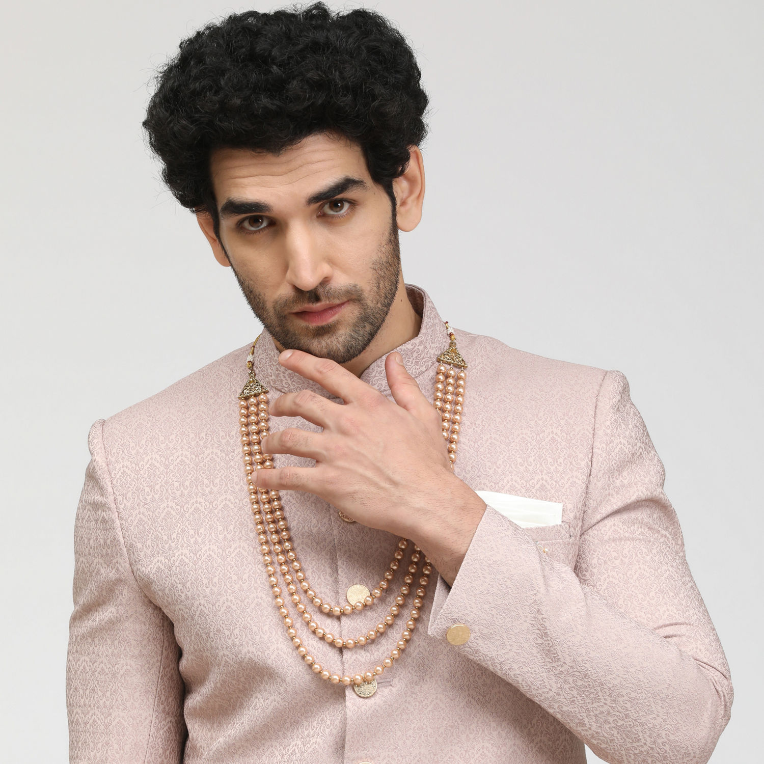 Sherwani for Men - Buy Salmon Pink Self Design Sherwani Online @Manyavar