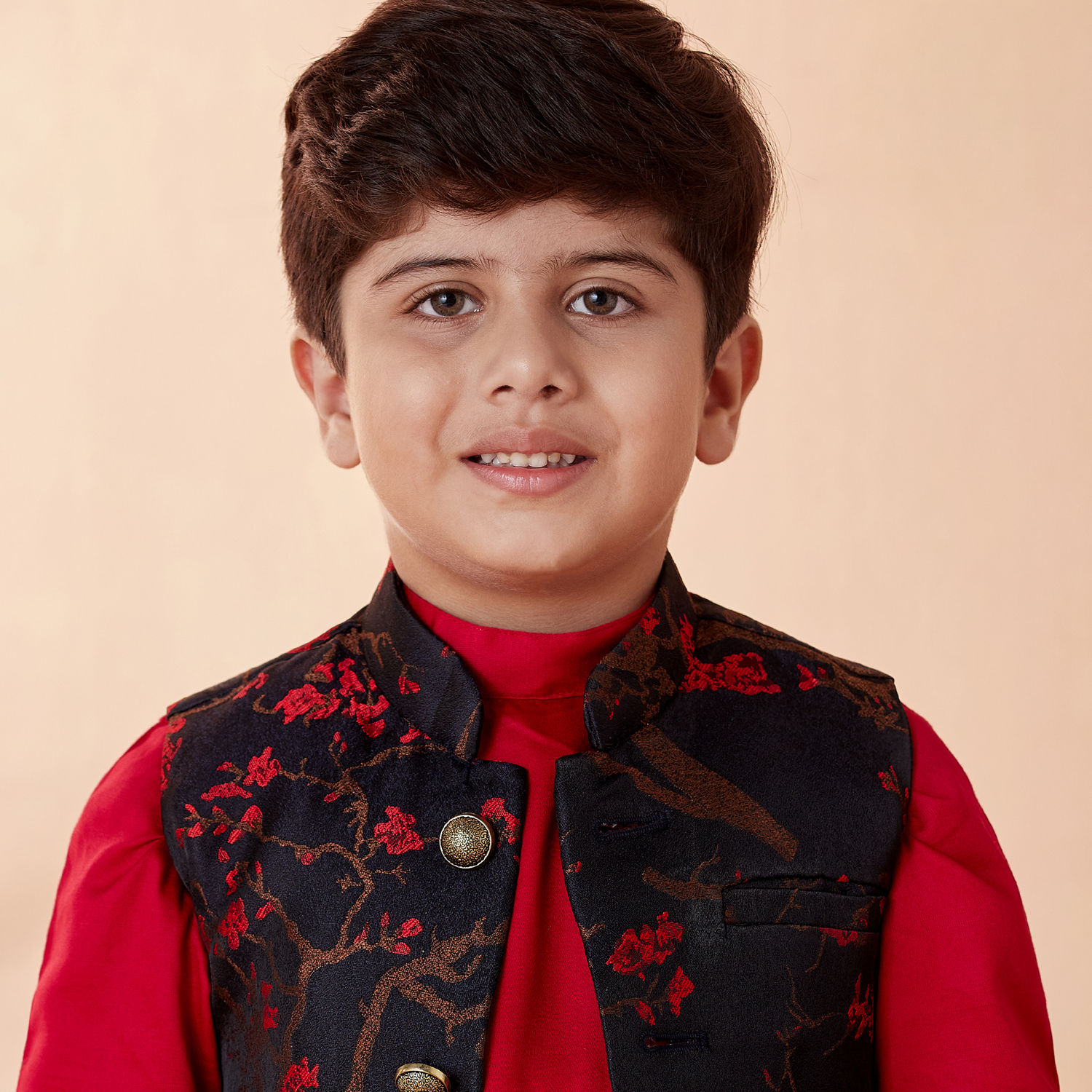 Kurta Jacket Set for Boys - Buy Boys Red And Blue Kurta Jacket Set ...