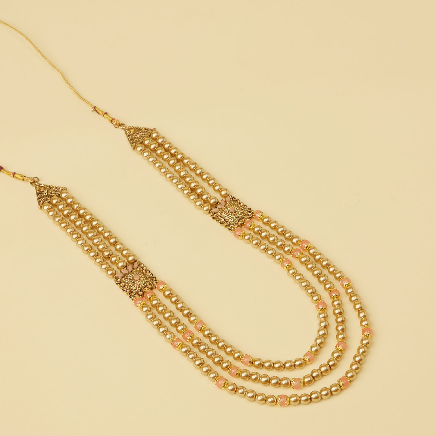 Buy Pearl and Pink Stone Layered Mala Online in India @Manyavar - Mala ...