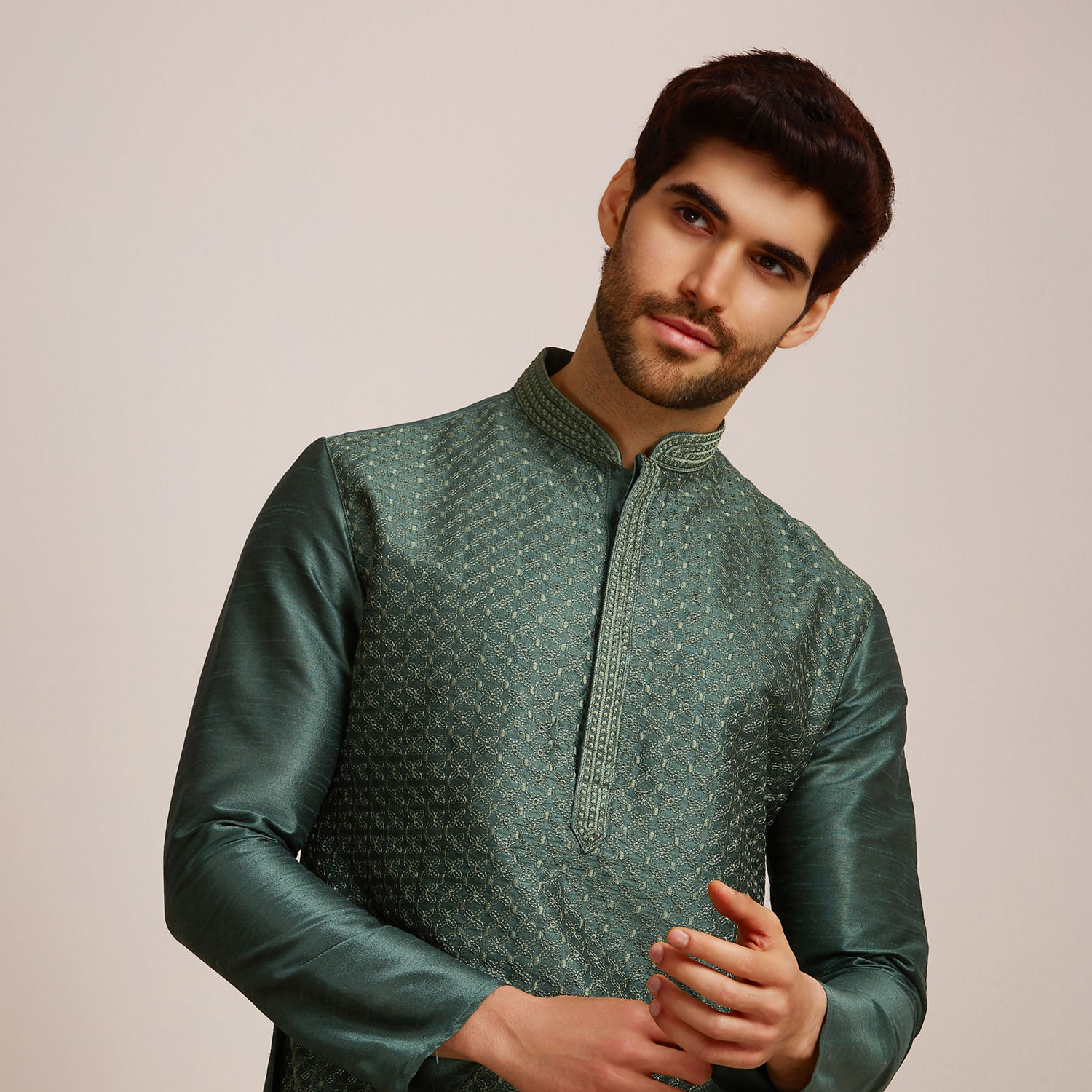 Buy Bottle Green Kurta Set Online in India @Manyavar - Kurta Pajama for Men