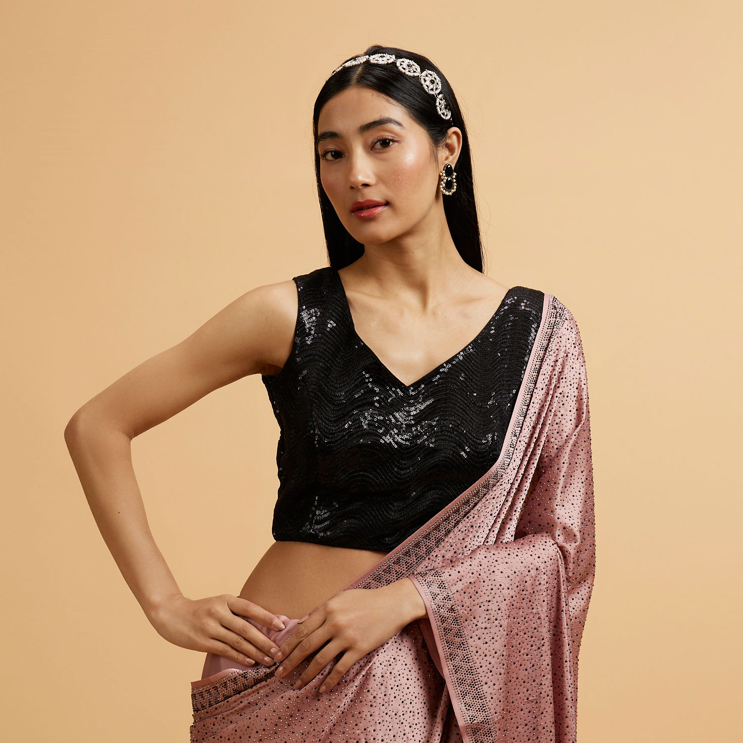 Buy Black Sequin Embellished Blouse Online in India @Mohey - Blouse for ...