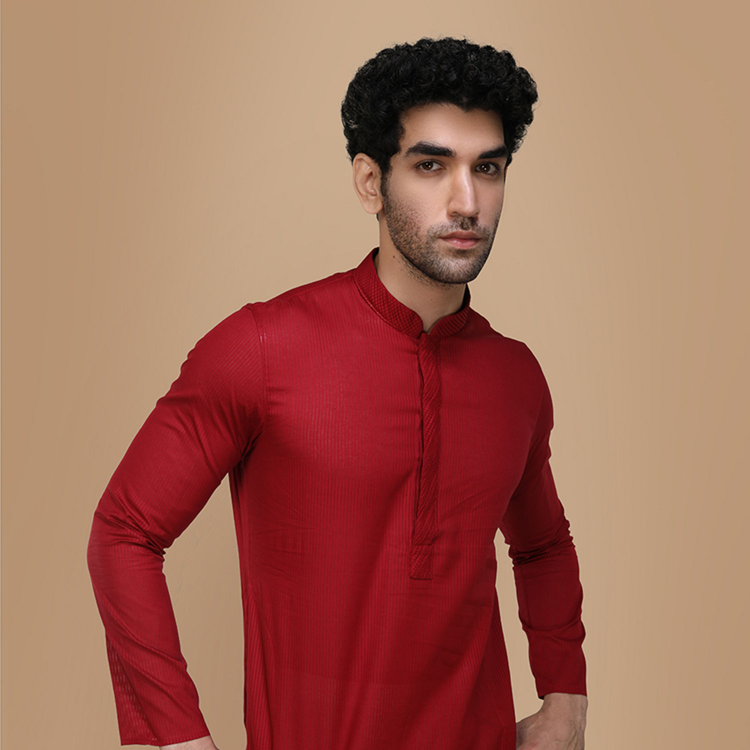 Kurta Pajama for Men - Buy Ruby Red Plain Kurta Set Online @Manyavar