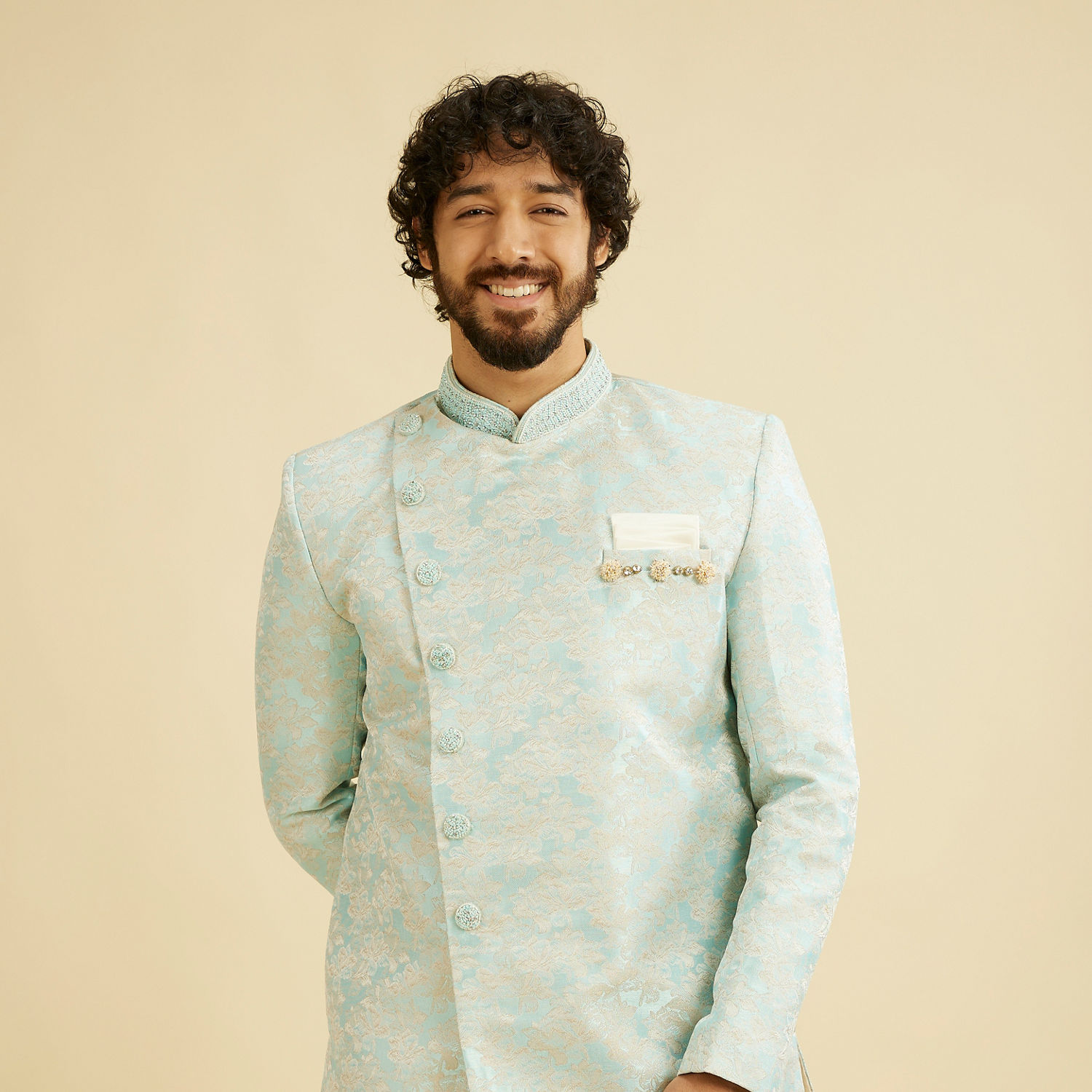 Indo Western for Men - Buy Crystal Blue Indo Western Set Online @Manyavar