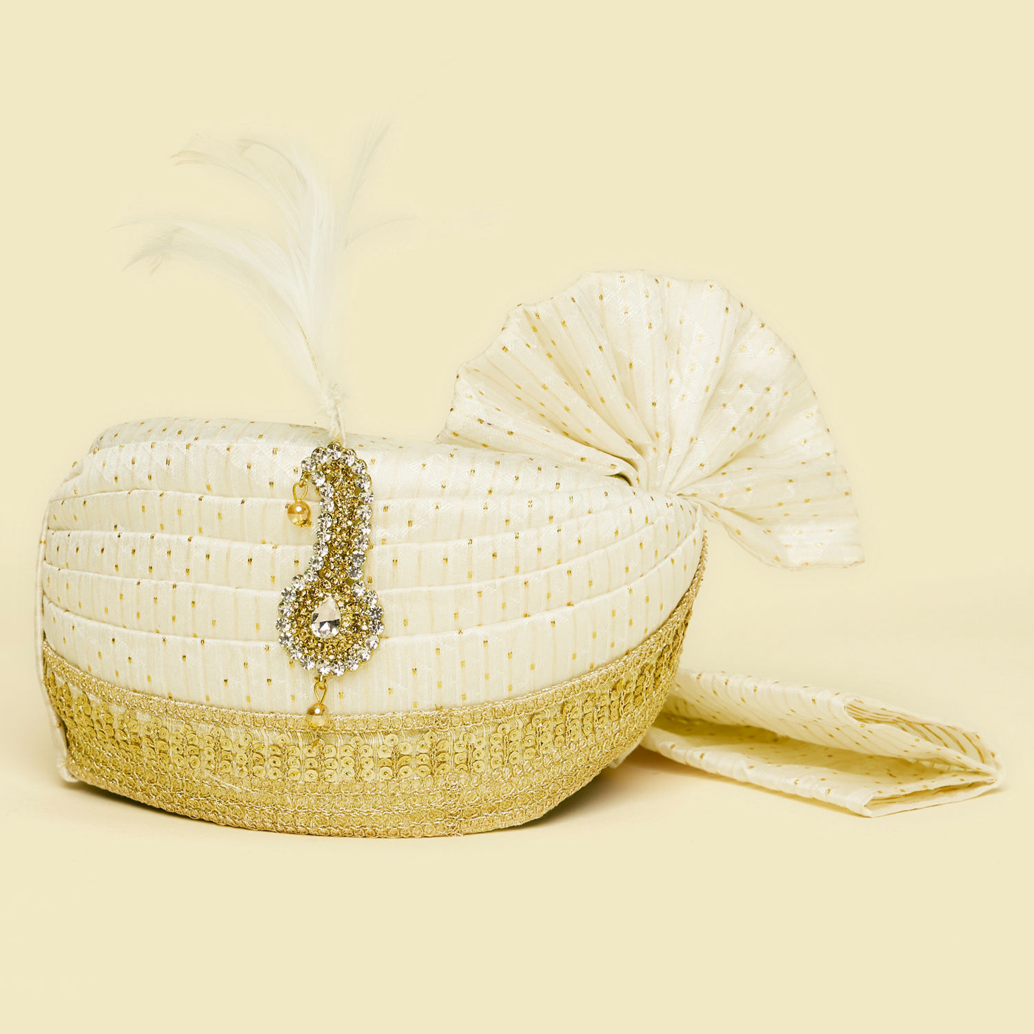 Buy Warm White Floral Patterned Safa Online in India @Manyavar - Safa ...