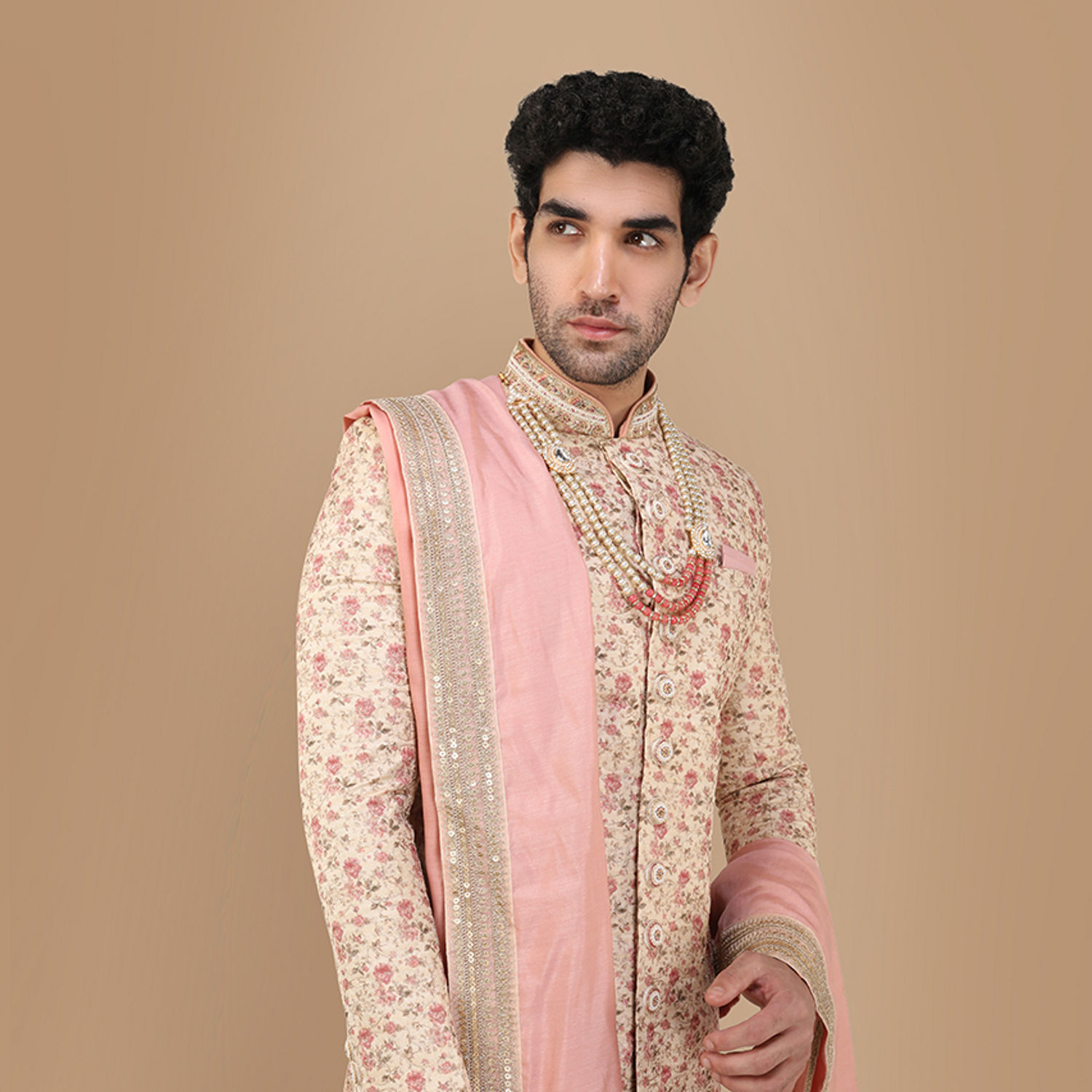 Buy Blissful Beige Groom Sherwani Online in India @Manyavar - Sherwani ...