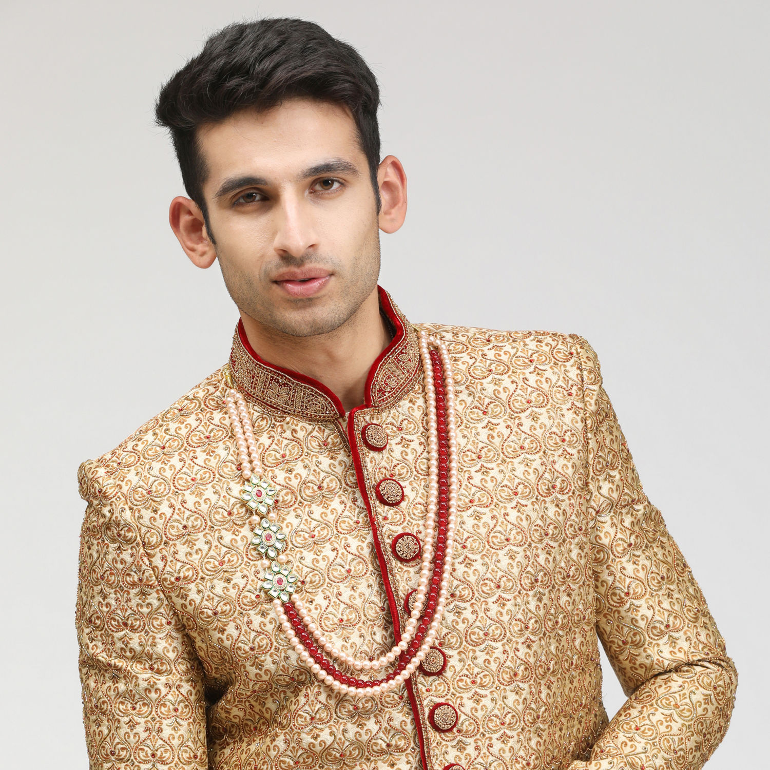 Buy Traditional Sherwani In Beige Online in the UK @Manyavar - Sherwani ...