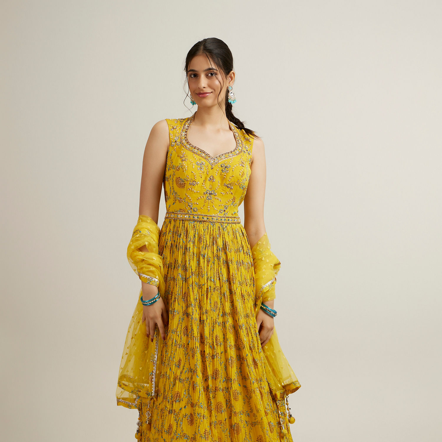 Buy Mustard Yellow Bel Buti Patterned Stitched Suit Online in the USA ...