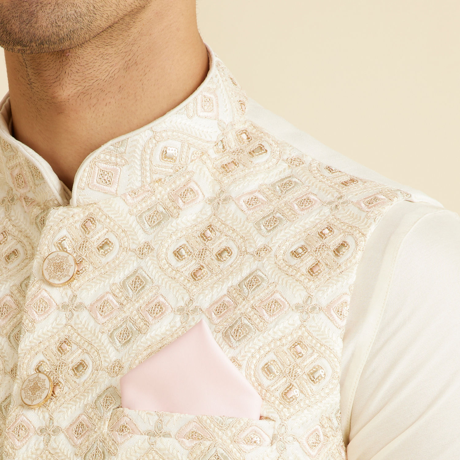 Buy Classic Light Pink Satin Pocket Square Online in the USA @Manyavar - Pocket Square for Men