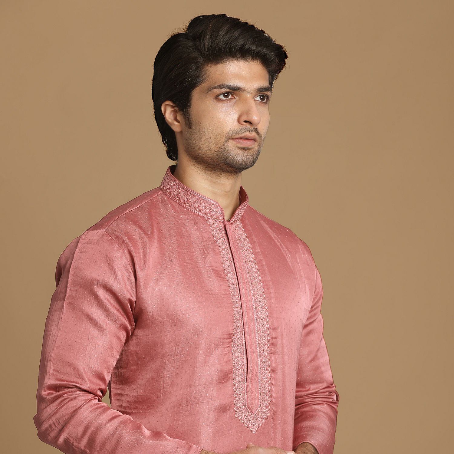 Buy Pink Booti Jacquard Kurta Set Online in the USA @Manyavar - Kurta ...