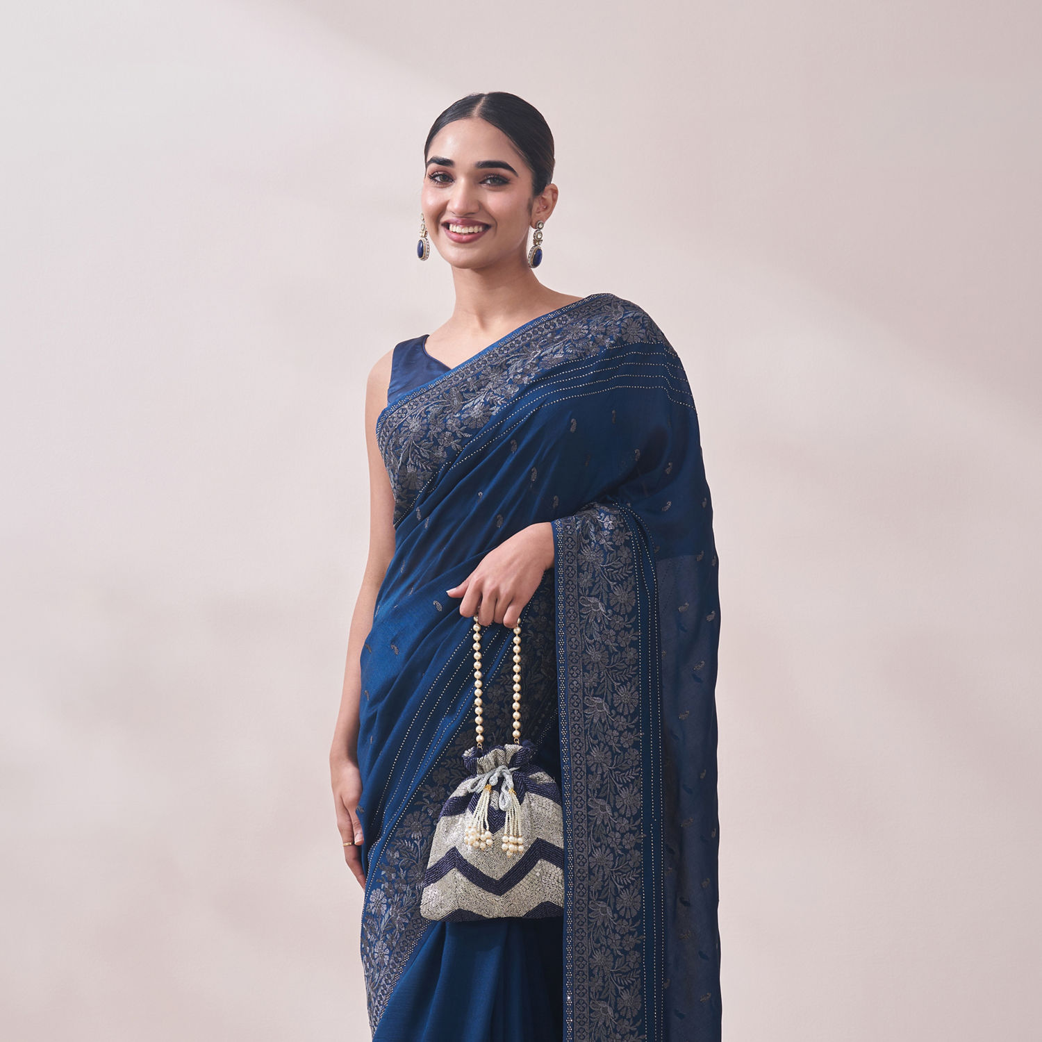 Buy Sapphire Blue Paisley Design Saree Online in Australia @Mohey ...