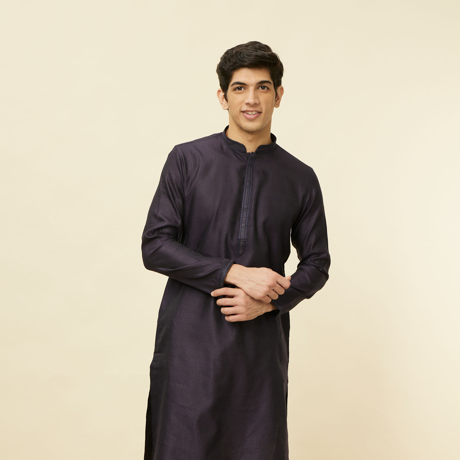 Buy Midnight Blue Hexagonal Patterned Kurta Set Online in India ...