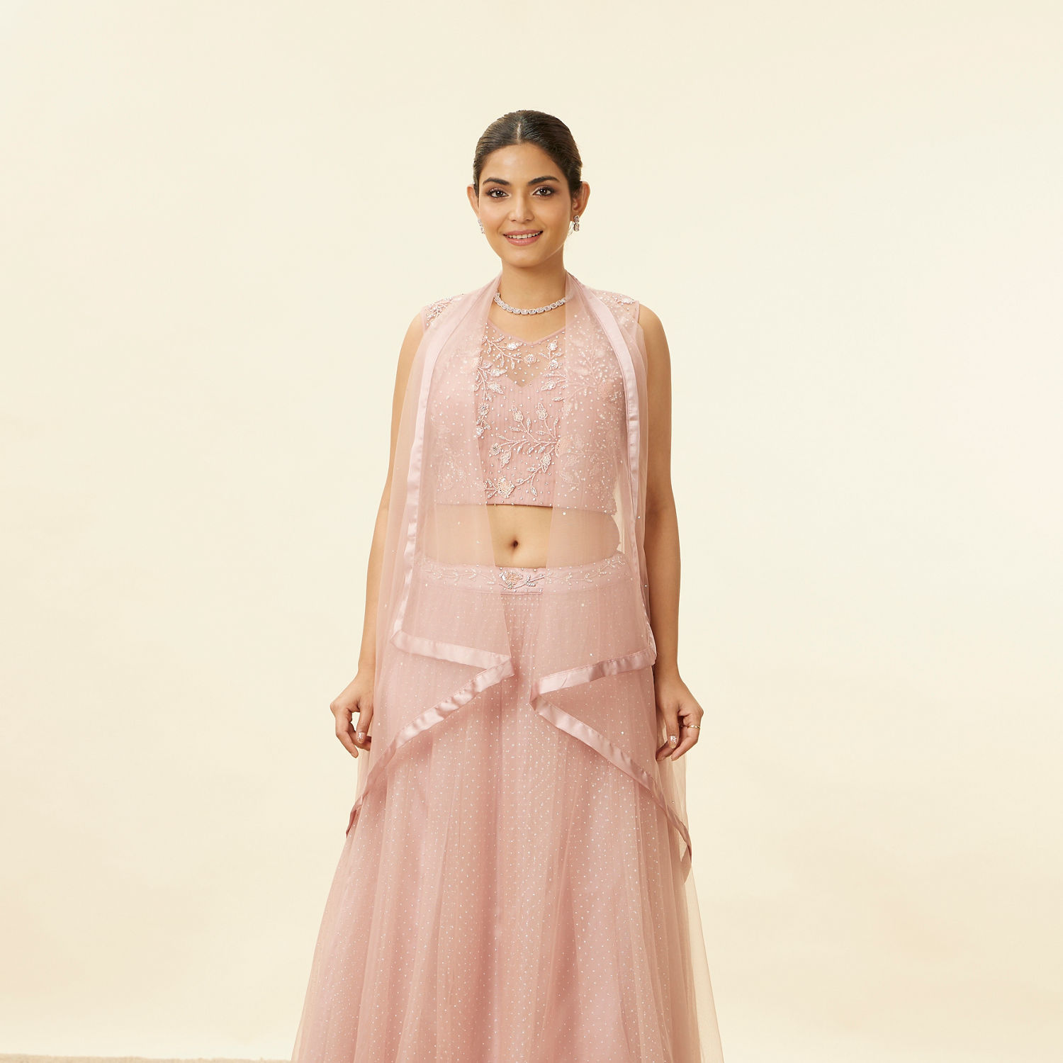 Buy Soft Pink Stone Work Skirt Top Set Online in the USA @Mohey ...