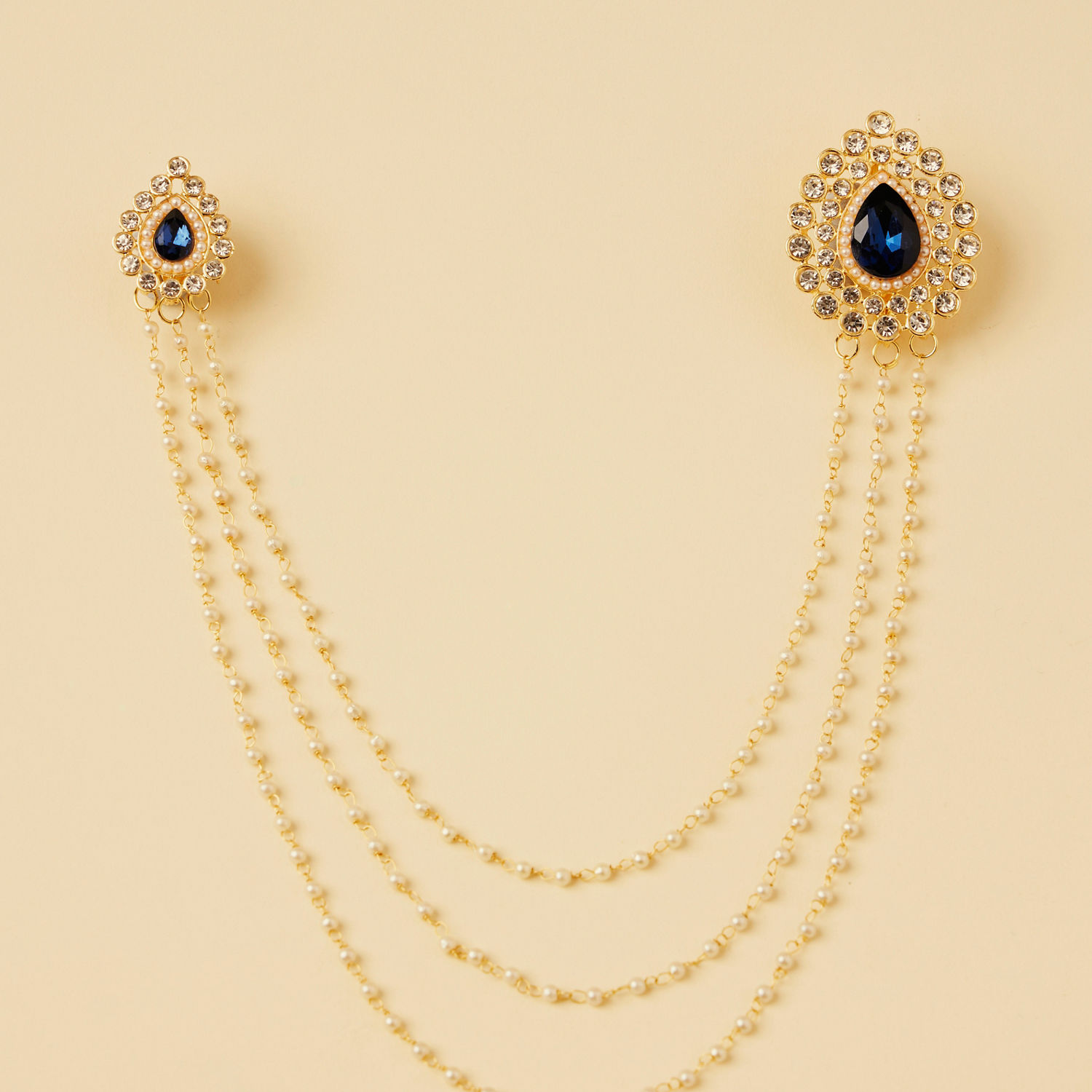 Buy Pearl and Stone Studded Blue Brooch Online in India @Manyavar ...
