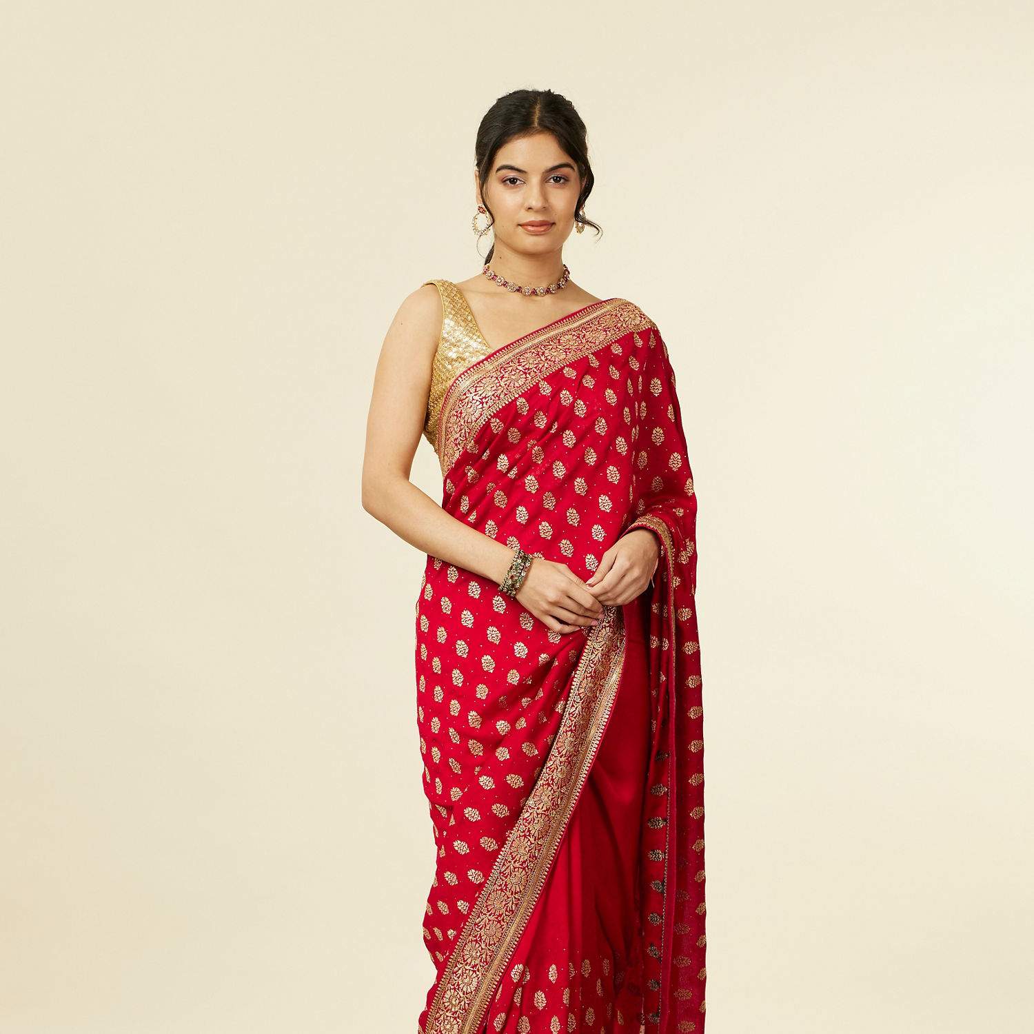 Buy Classic Red Buta Patterned Saree Online in Australia @Mohey - Saree for Women