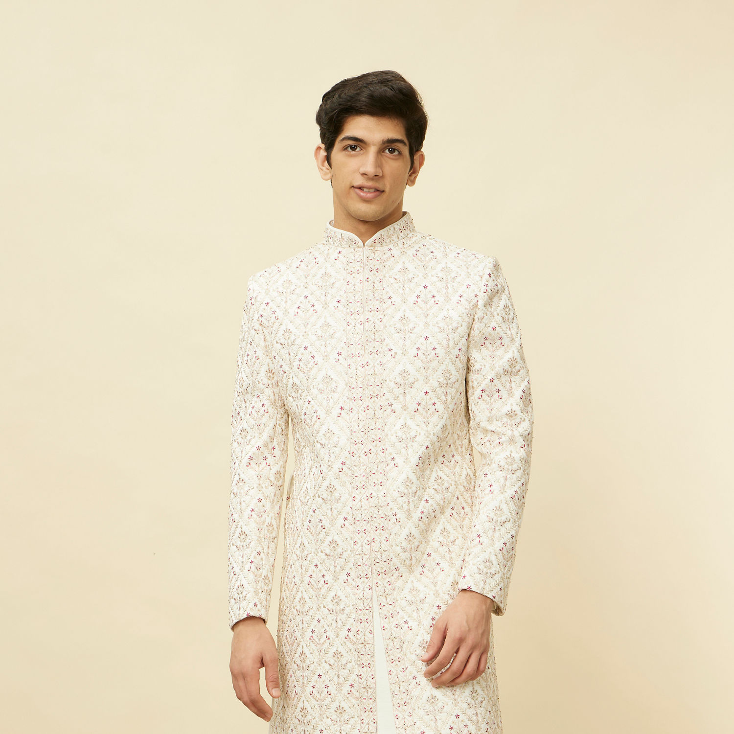 Buy Primrose Pink Aari Embroidered Sherwani Set Online in Australia ...