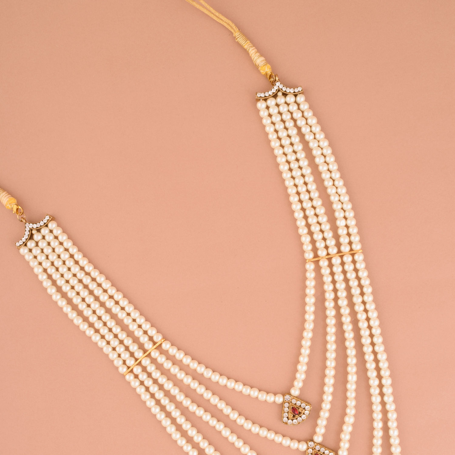 Mala for Men - Buy Red Stone and Pearl Layered Mala Online @Manyavar